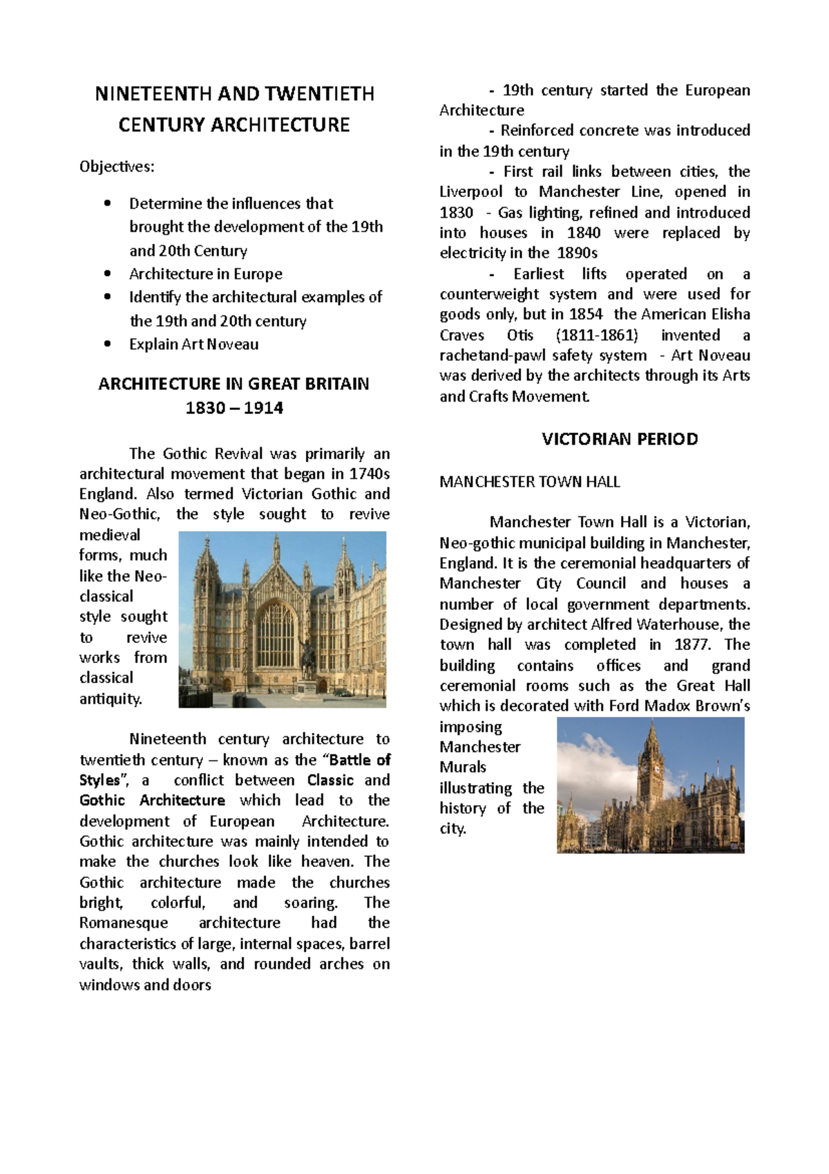 Nineteenth AND Twentieth Century Architecture - NINETEENTH AND ...