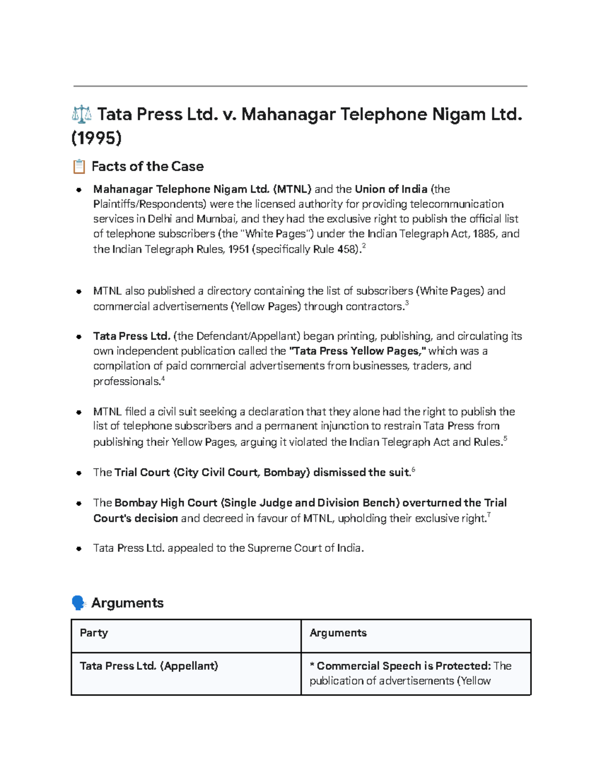 Tata Press Ltd. v. Mahanagar Telephone Nigam Ltd. (1995) Case Analysis ...