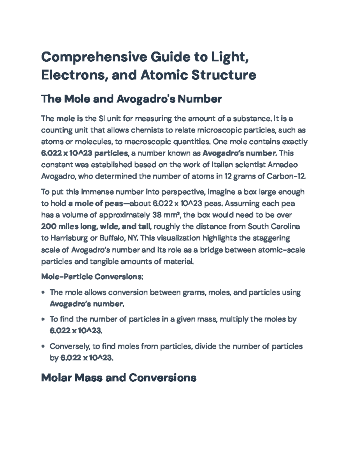 Comprehensive Study of Light, Electrons, and Atomic Structure (CHEM 101 ...