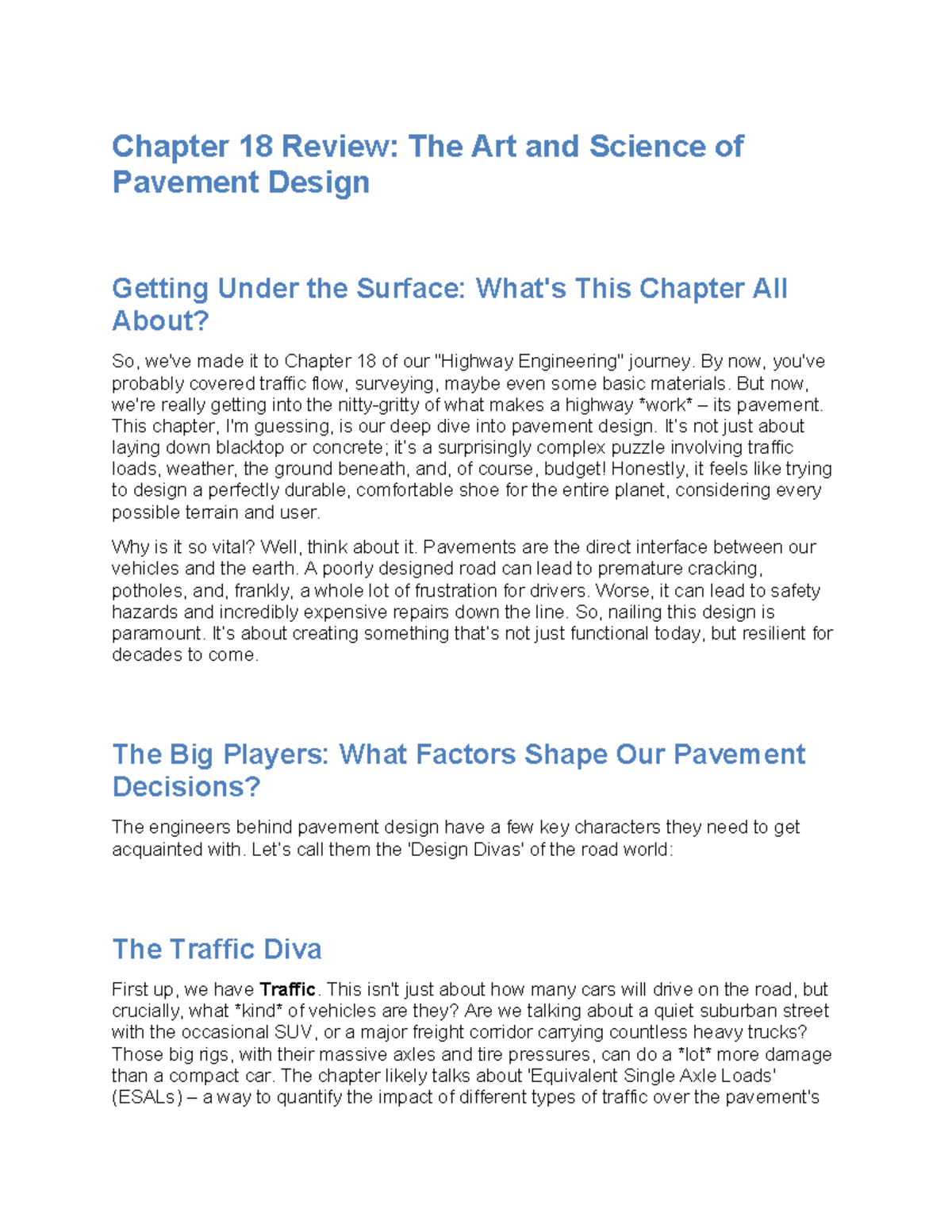 Highway Engineering CH18 Review: The Art & Science of Pavement Design - Studocu