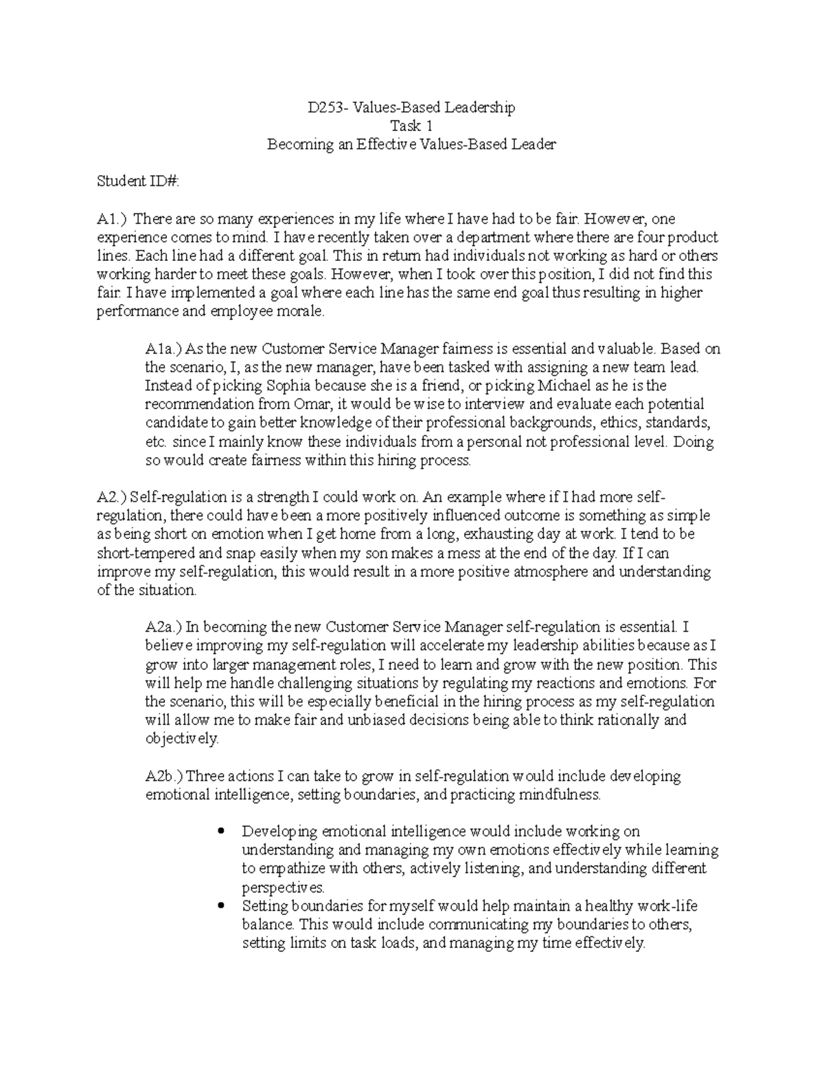 Task 1 D253 - WGU value-based leadership - D Cassidy Clark ID ...