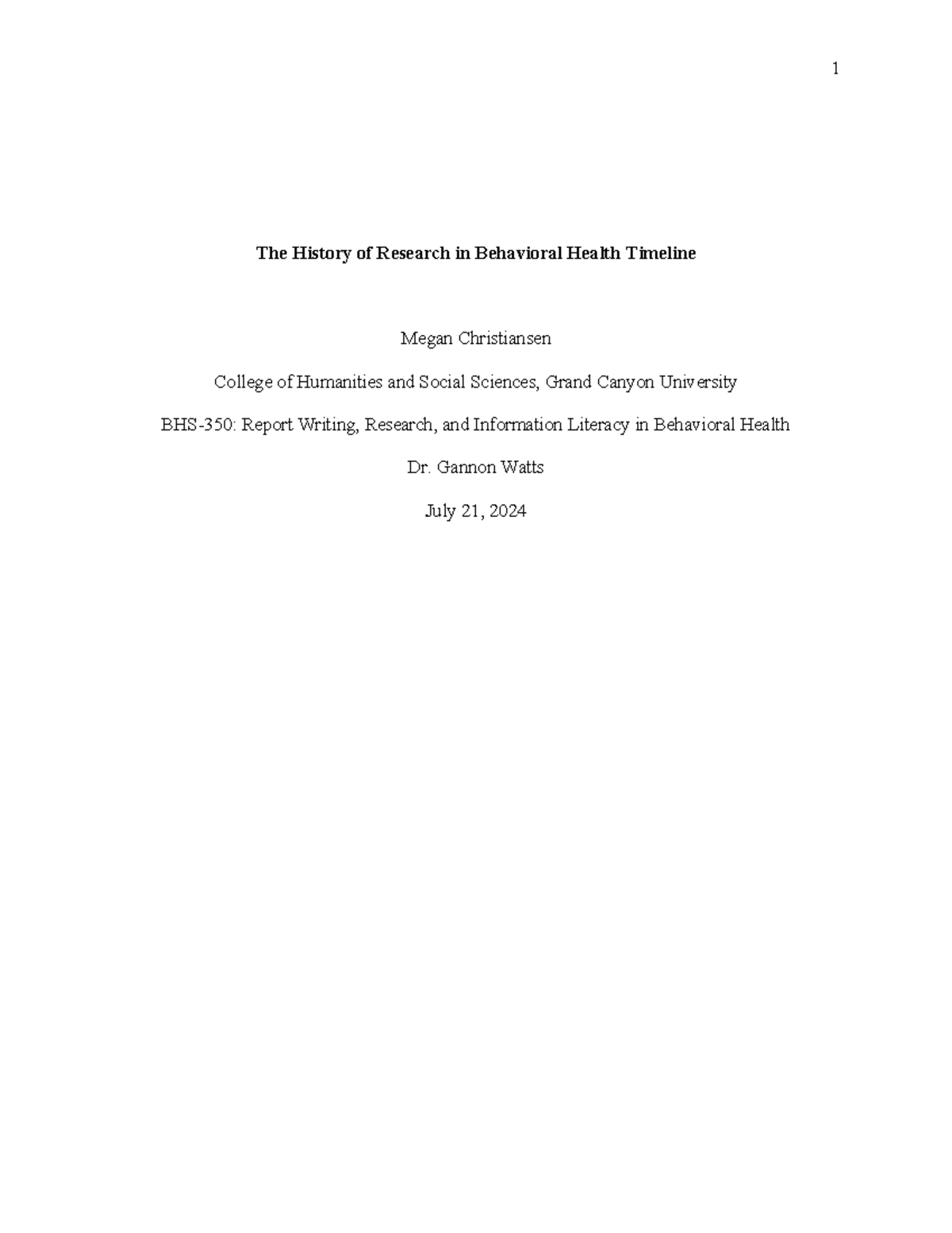 BHS 350: Timeline of Key Experiments in Behavioral Health Research ...