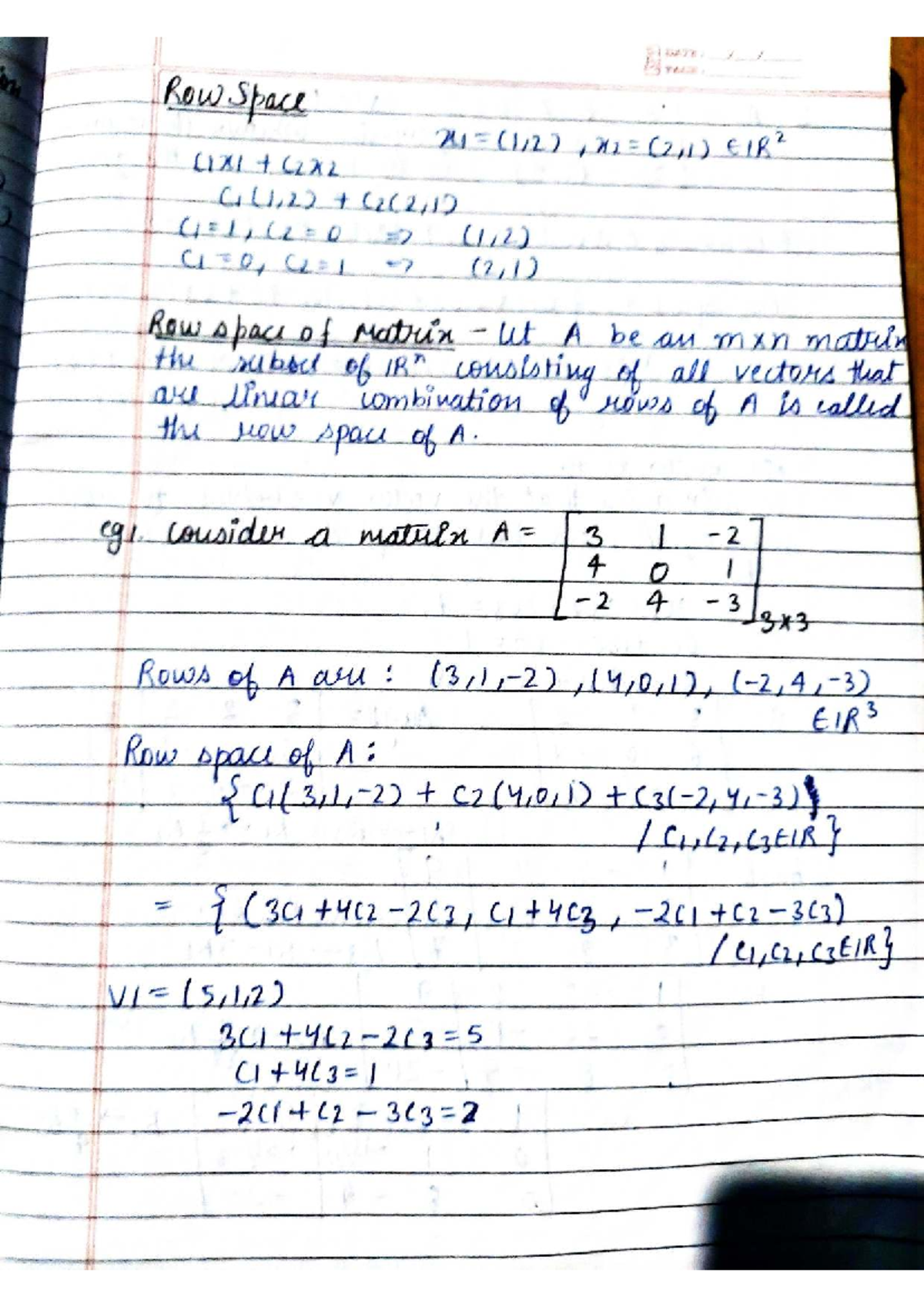 Row Space and Eigenvalues: Matrix Analysis (MATH 101) - Studocu
