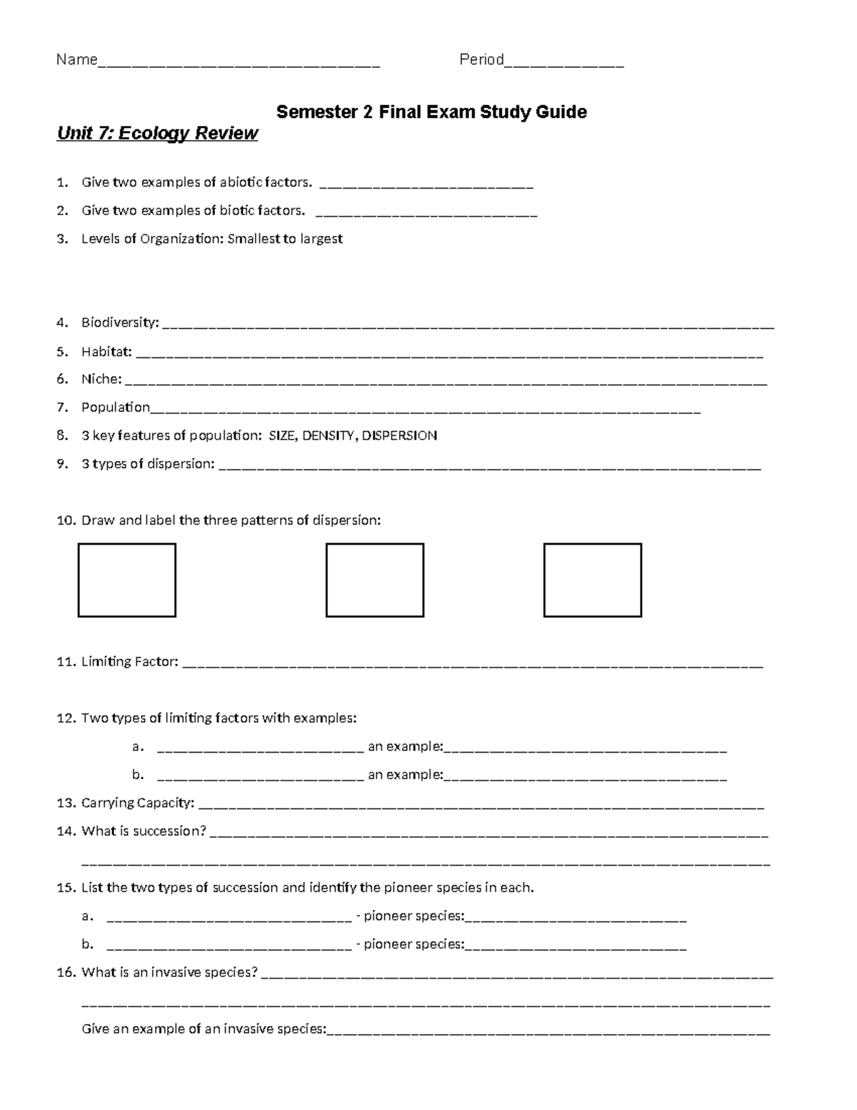 Semester 2 Final Exam Study Guide: Genetics and Evolution Concepts ...