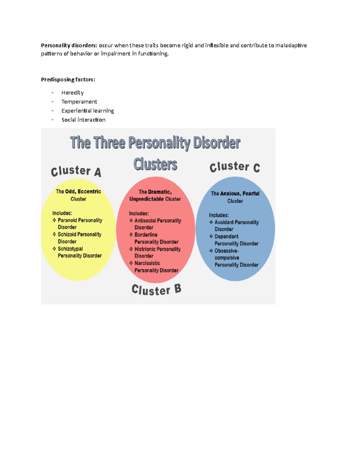 Ch 22 personality disorder - Personality disorders : occur when these ...