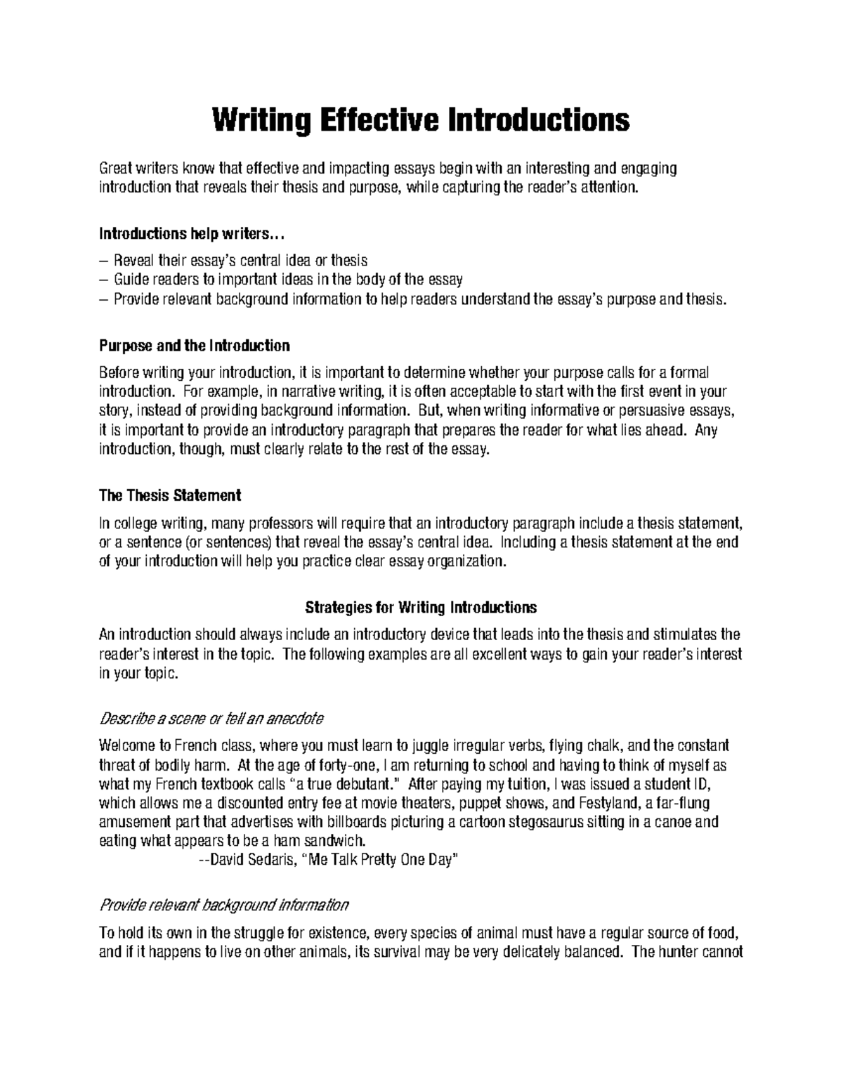 Writing Effective Introductions for Essays: Strategies & Tips - Studocu