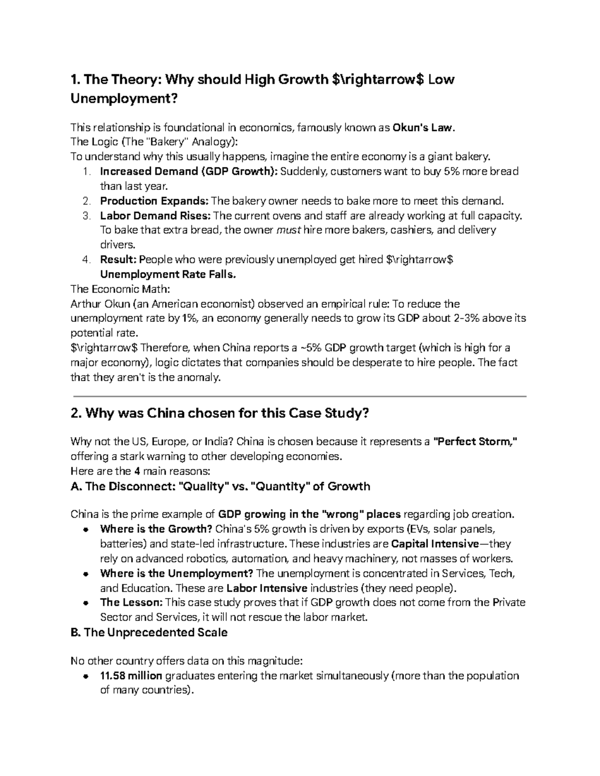 China's Economic Growth vs. Unemployment: A Case Study Analysis - Studocu