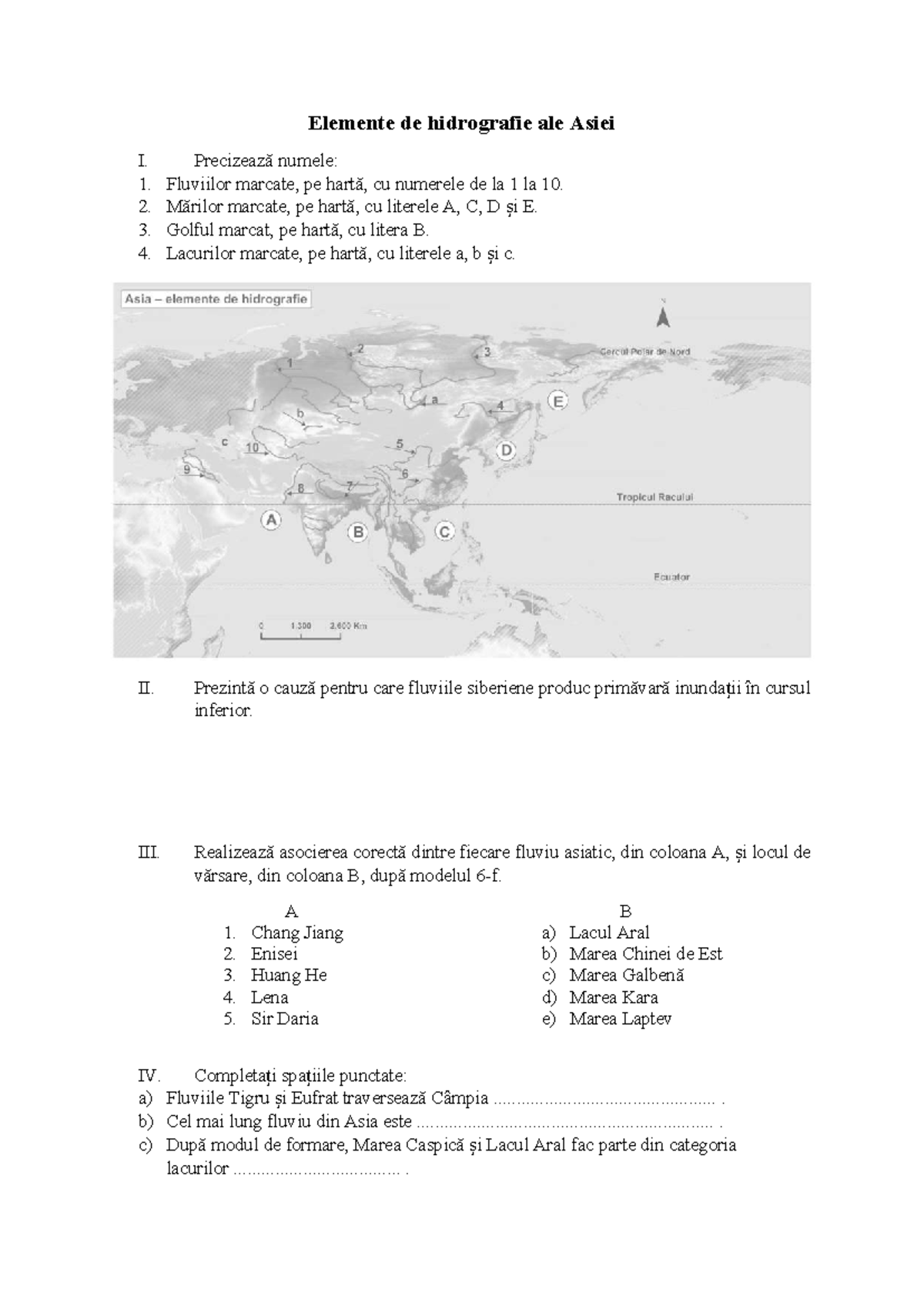 Elemente de Hidrografie ale Asiei - Fluviile și Lacurile - Studocu