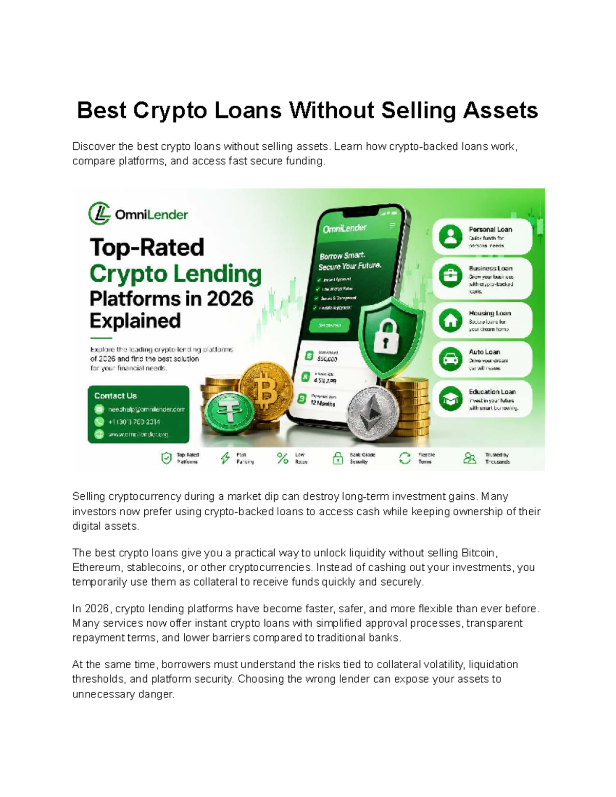 Best Crypto Loans Guide: Access Cash Without Selling Assets - Studocu