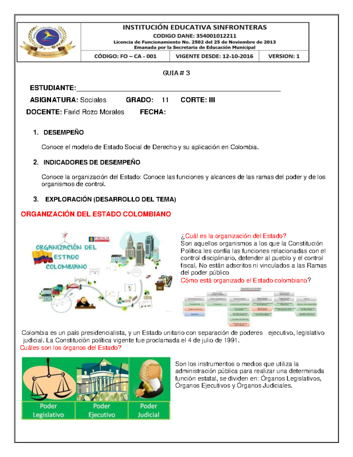 GUIA 3- Ramas DEL Poder Publico - GUIA # 3 - Studocu