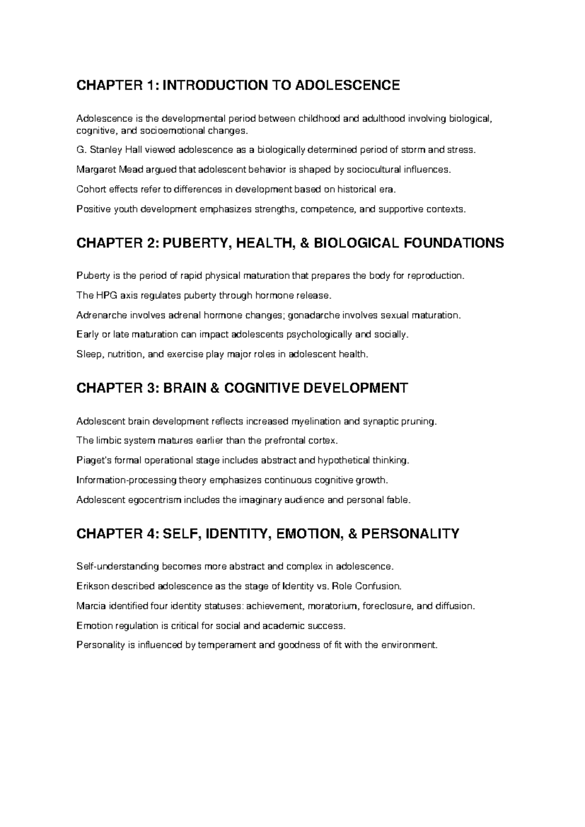 Adolescent Development Study Guide & Mock Exam (PSY 101) - Studocu
