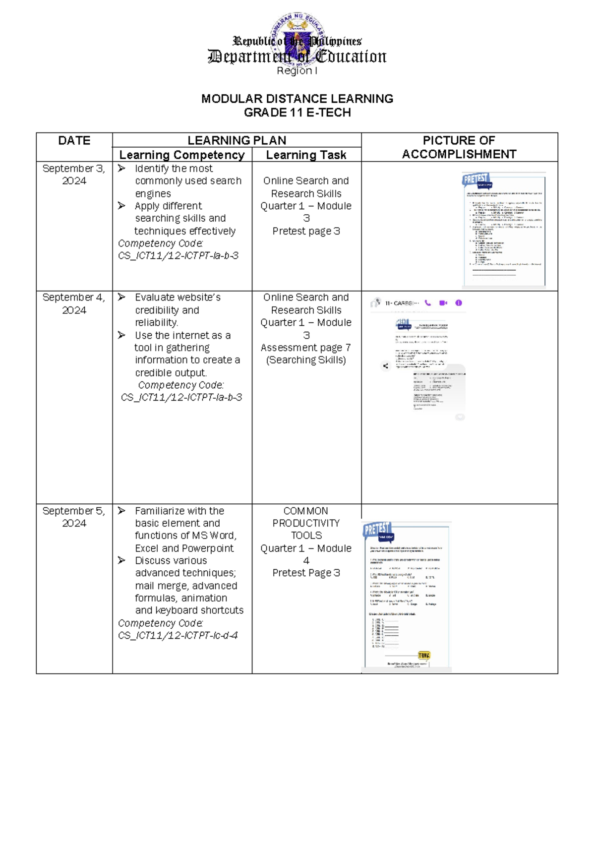 Grade 11 Modular Distance Learning: Online Search & Productivity Tools ...