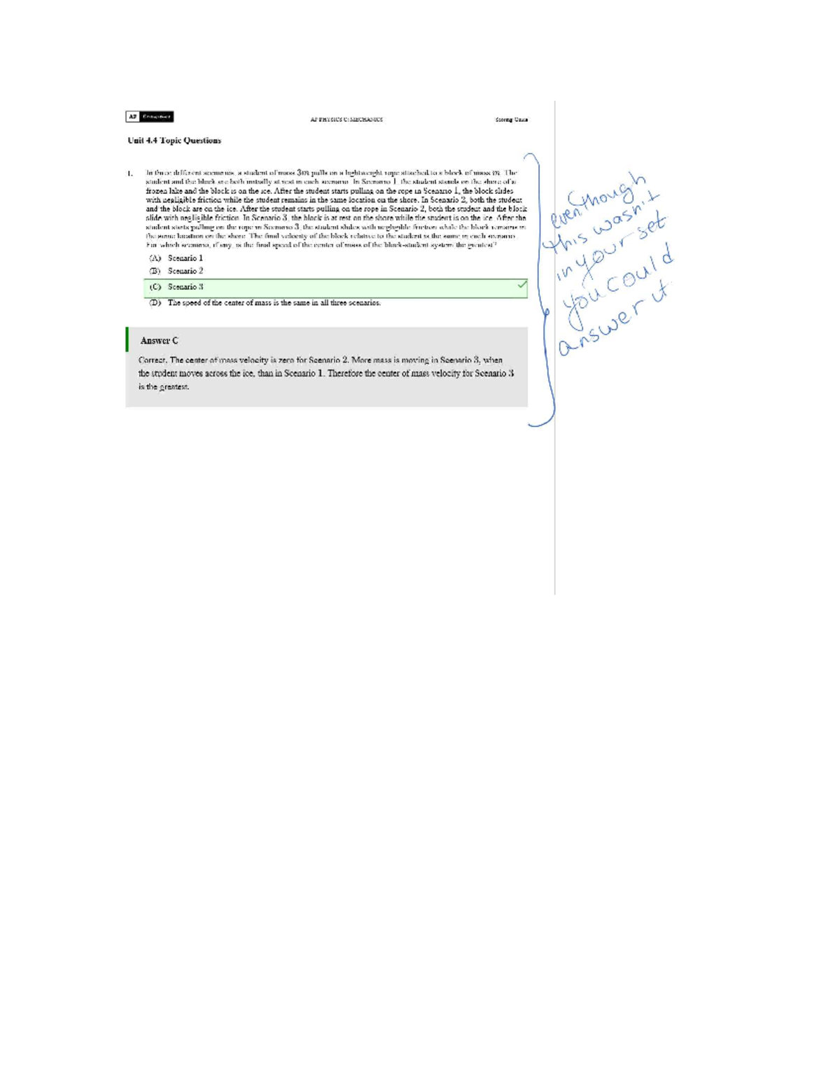 AP PHYSICS C: MECHANICS Unit 4.4 Scenarios & Center of Mass Analysis ...