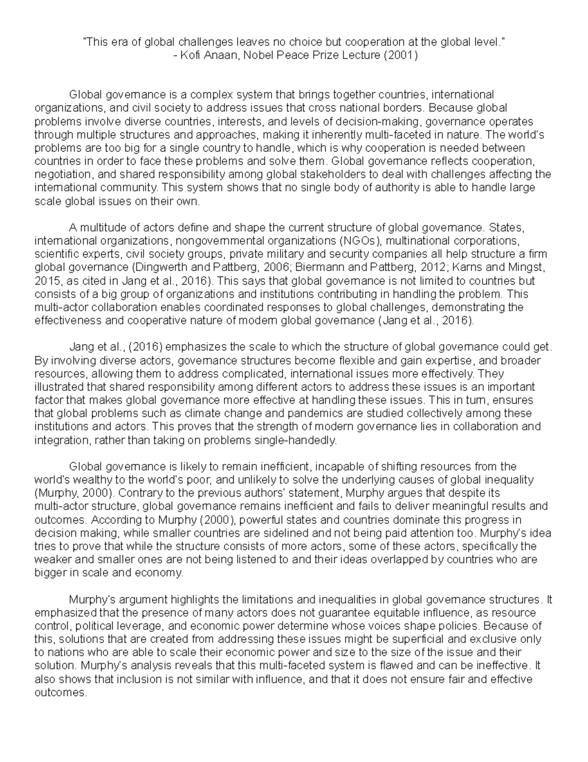 Global Governance Challenges: Cooperation & Inequality Analysis (UHH ...