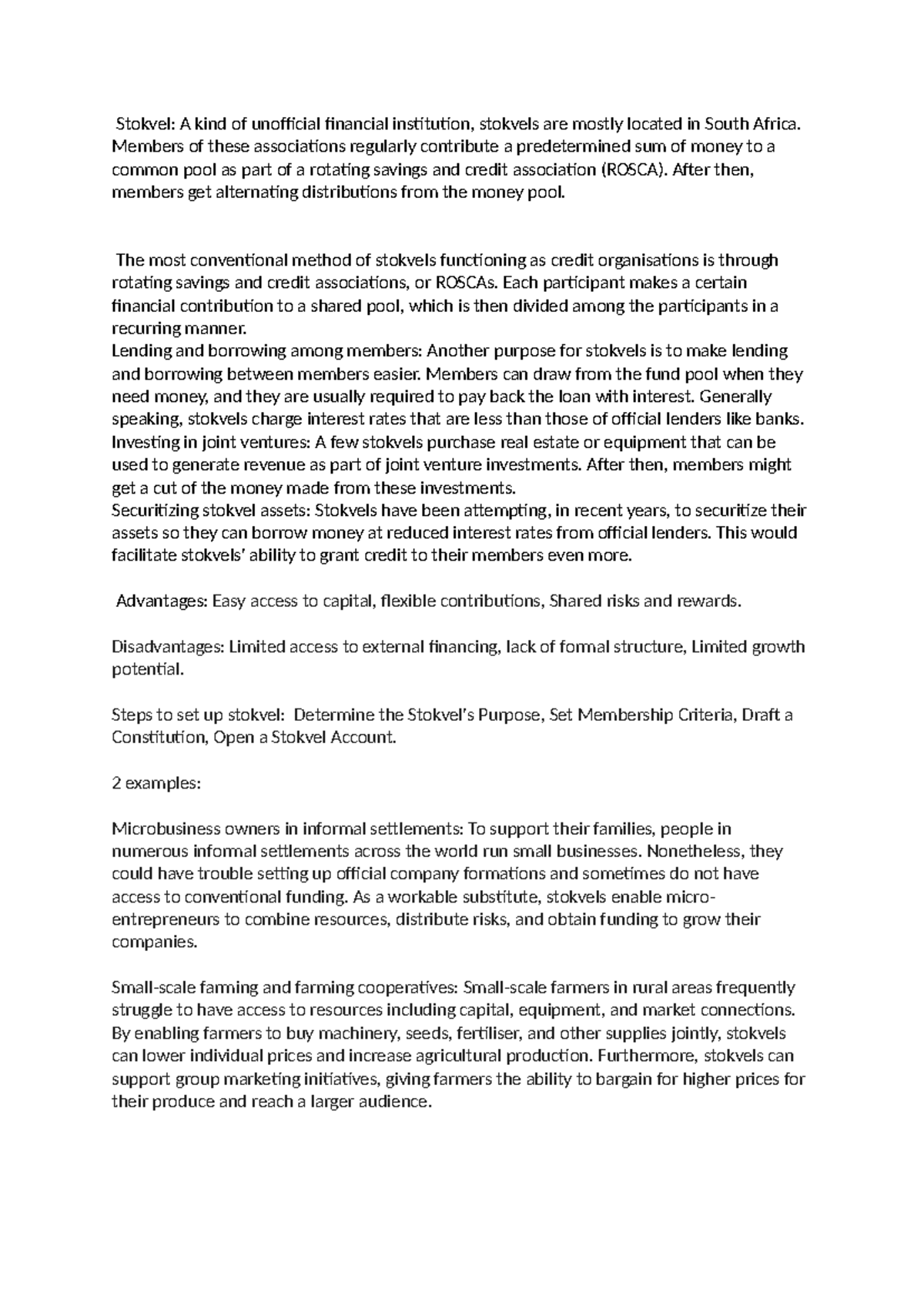 Understanding Stokvels: Financial Institutions in South Africa - Essay ...