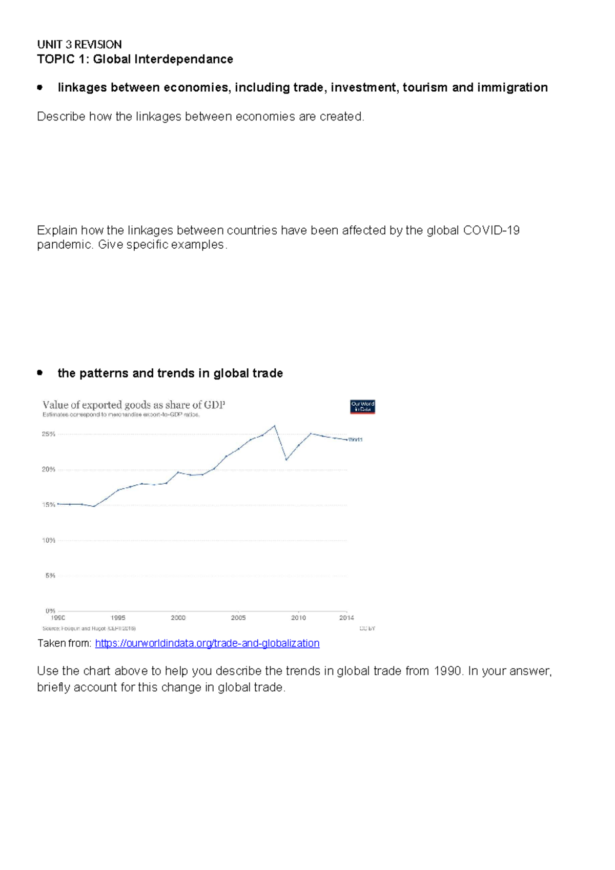 2021 Unit 3 Revision: Global Interdependence & Trade Dynamics - Studocu