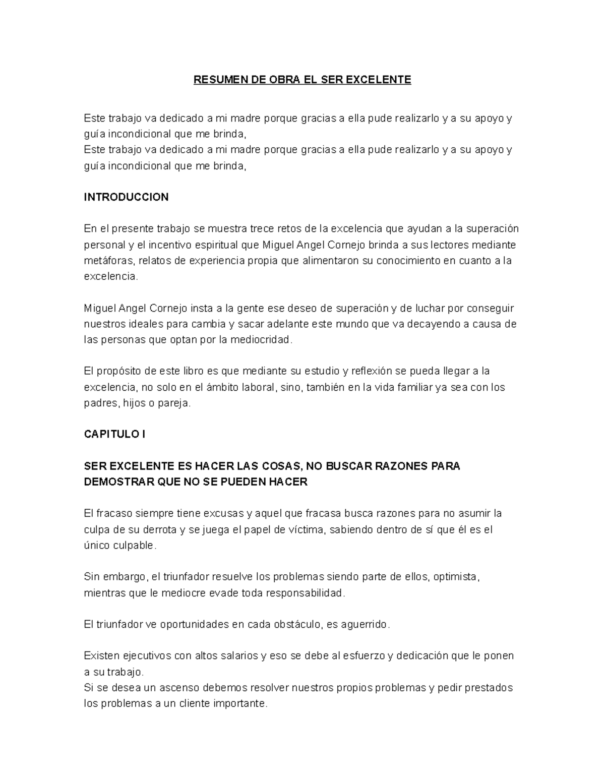 269851377 Resumen de "El Ser Excelente" de Miguel Ángel Cornejo - Studocu