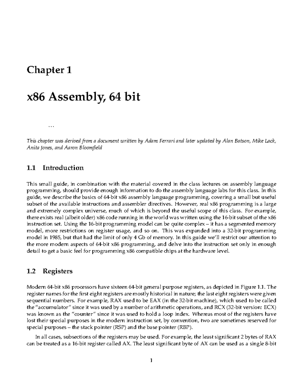 X86 64-bit Assembly Language: Chapter Overview and Key Concepts - Studocu