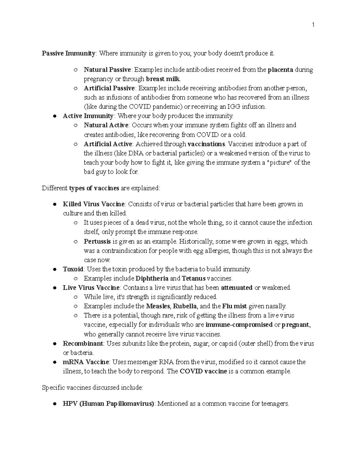 Immunization Notes: Understanding Passive and Active Immunity - Studocu