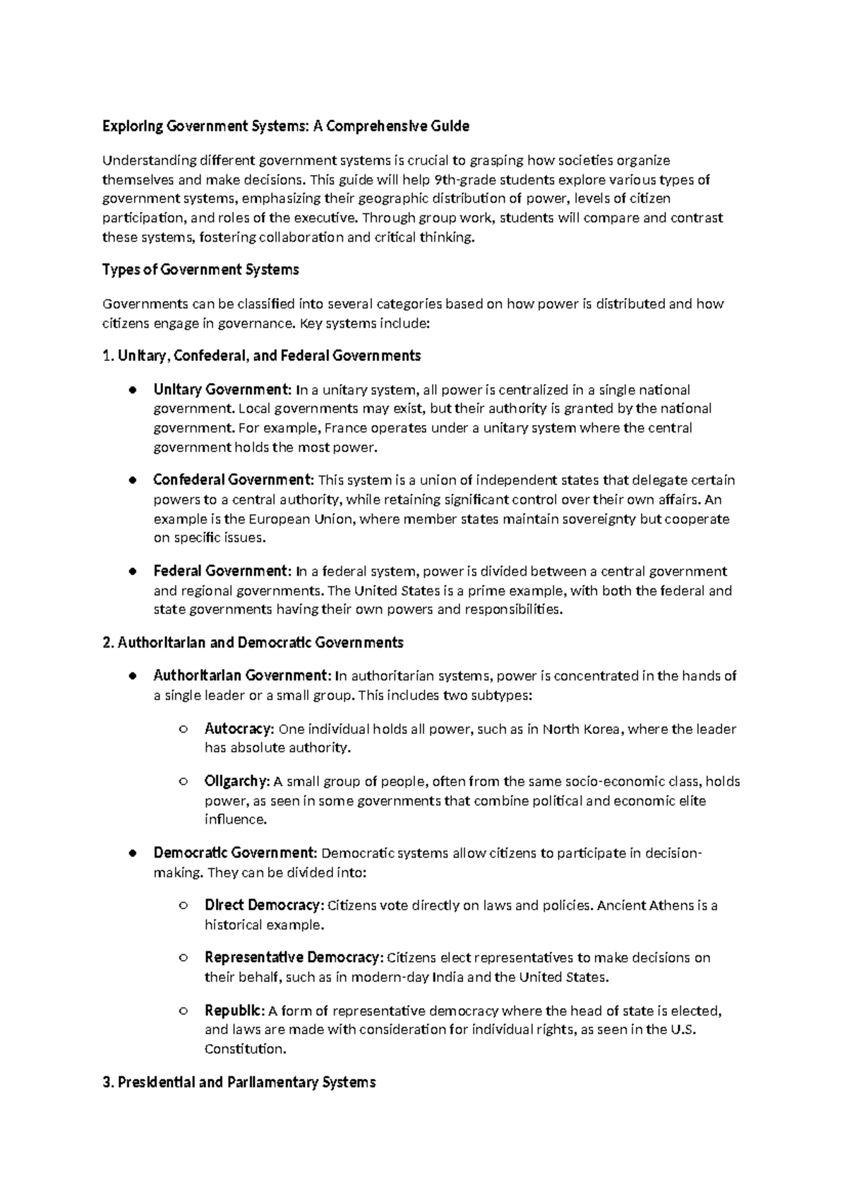 Exploring Government Systems: A Comprehensive Guide - Exploring ...