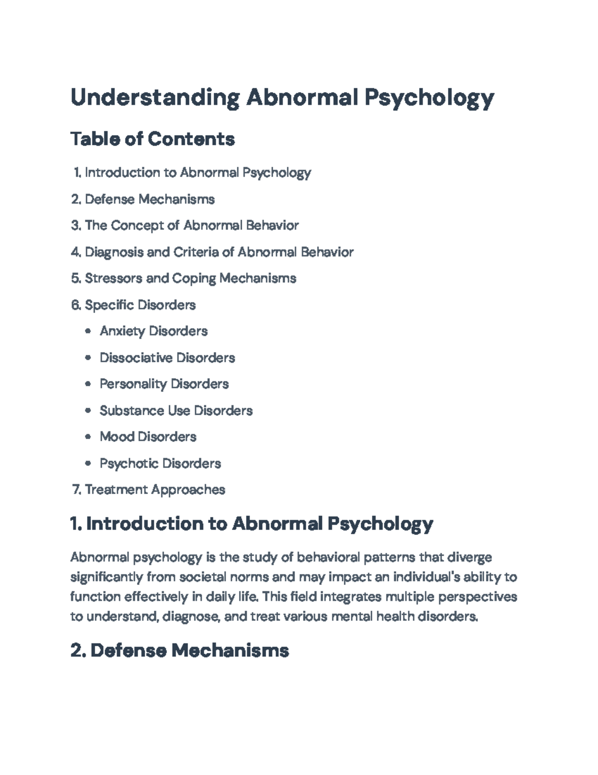 Abnormal Psychology Overview: Concepts, Disorders, and Treatment ...