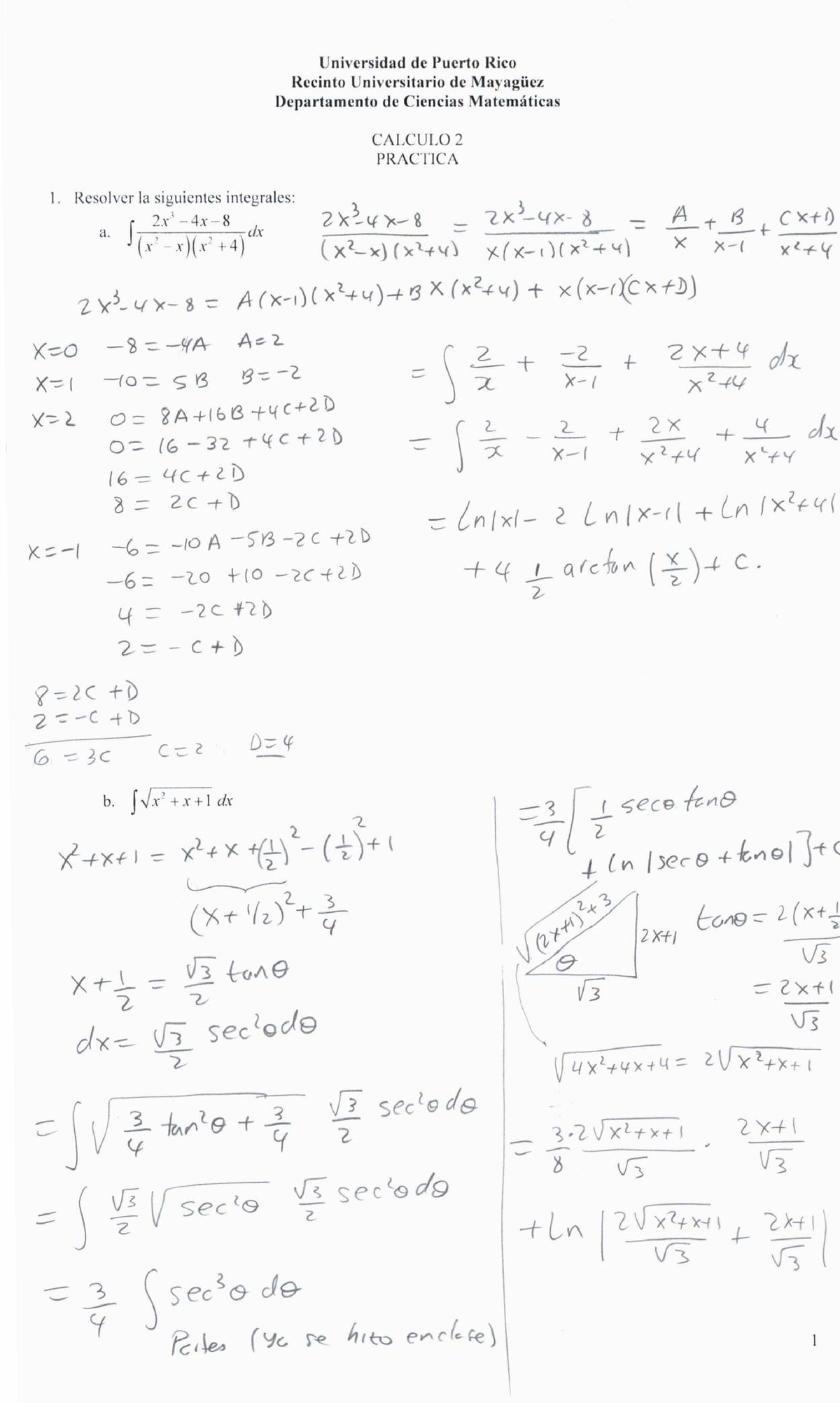 CALCULO 2 PRACTICA 1: Resolución de Integrales y Superficies - Studocu