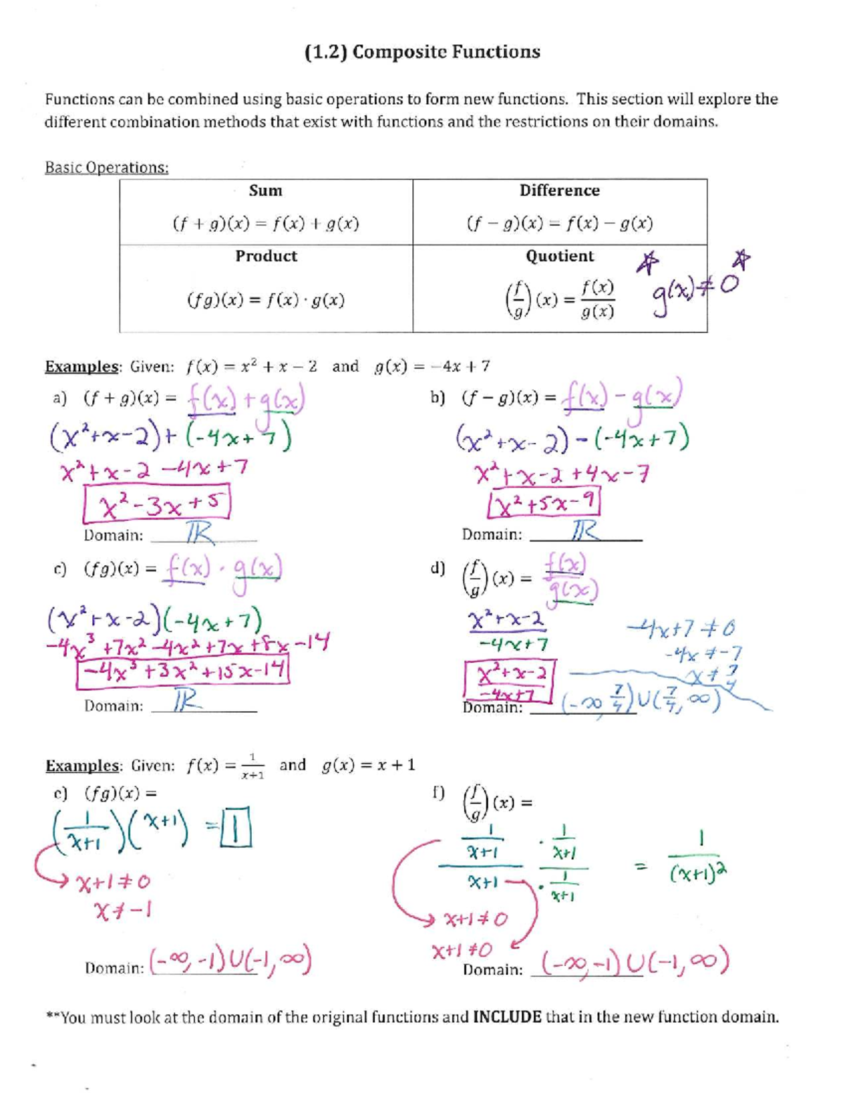 (1.2) Composite Functions: Exploring Function Combinations - Studocu
