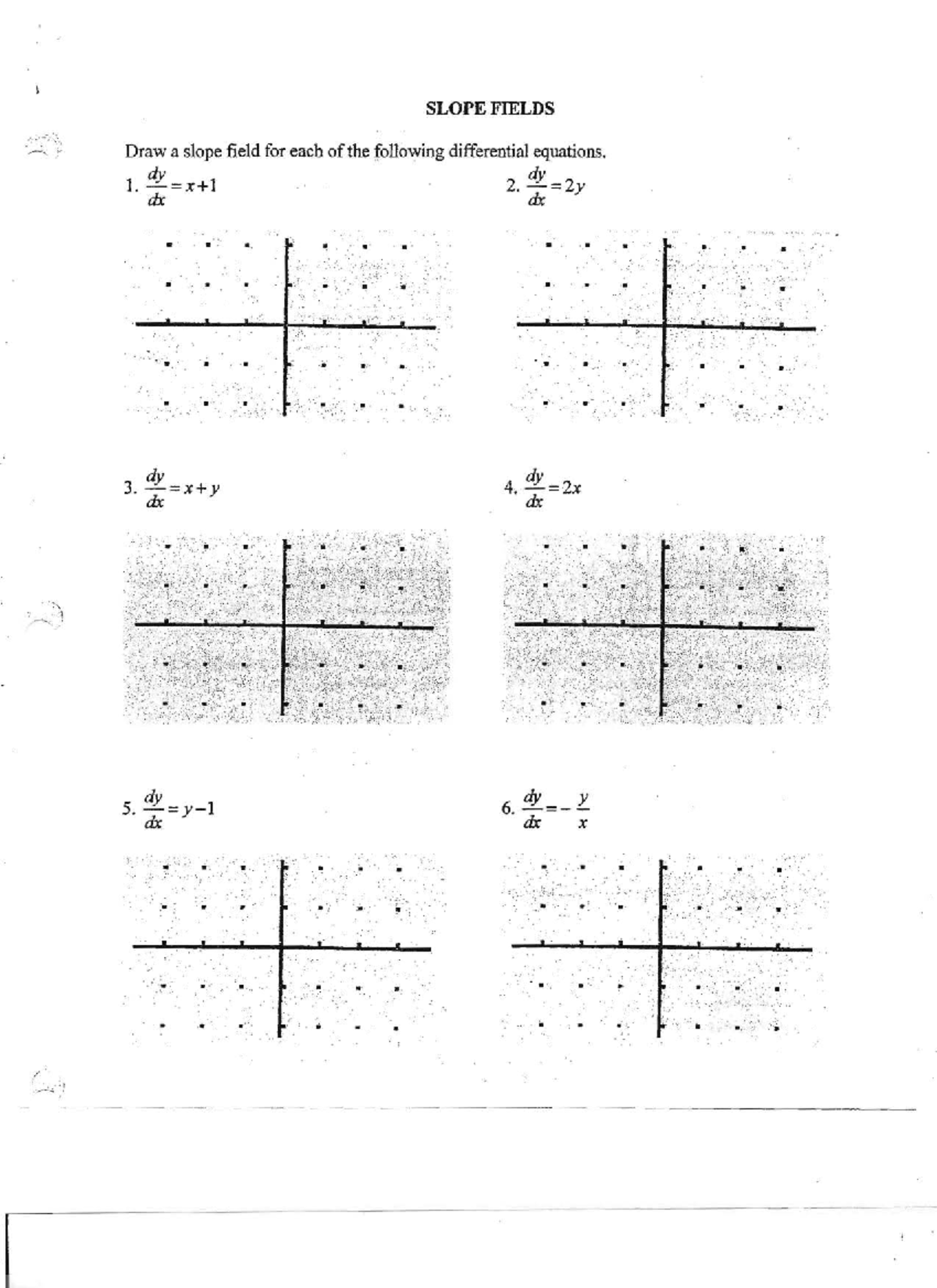 Slope Field Worksheet for Differential Equations (AP Calculus) - Studocu