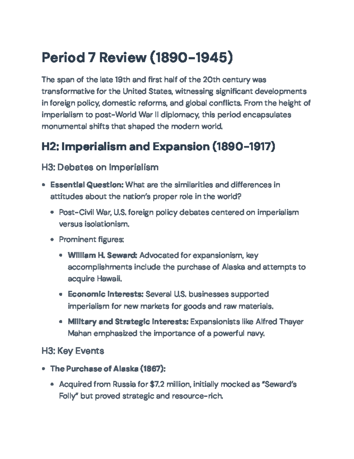 Period 7 Review: U.S. History from 1890 to 1945 - Key Themes & Events ...