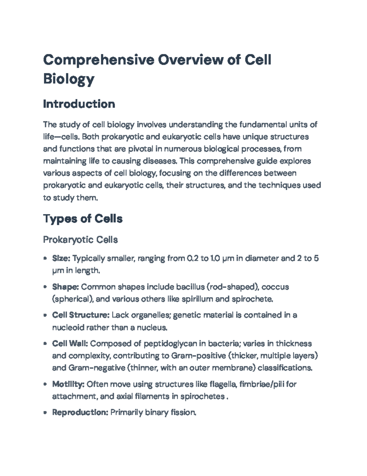 Comprehensive Guide to Prokaryotic and Eukaryotic Cell Biology ...