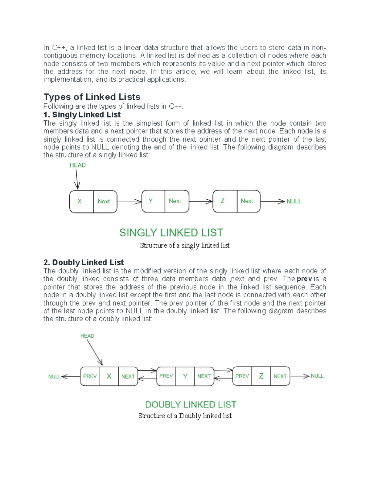 Linked List Types - KCAU Lecture Notes on Data Structures - Studocu