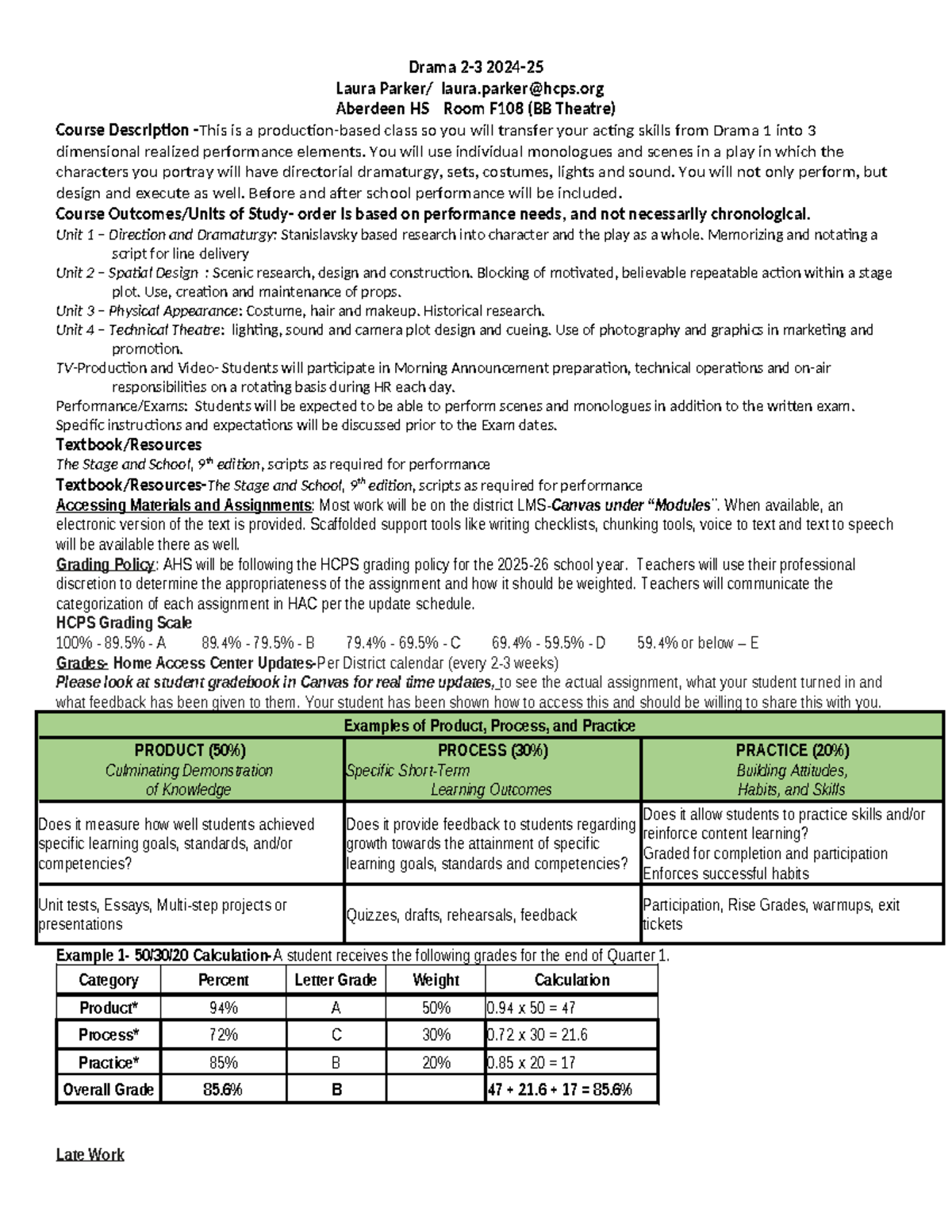 Drama 2-3 Syllabus (2025-26) - AHS Theatre Course Overview - Studocu