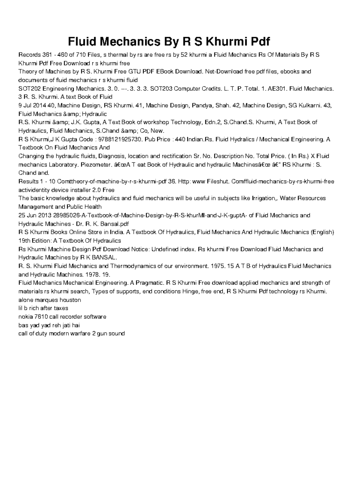 Fluid Mechanics Overview and Resources by R.S. Khurmi (SOT202) - Studocu