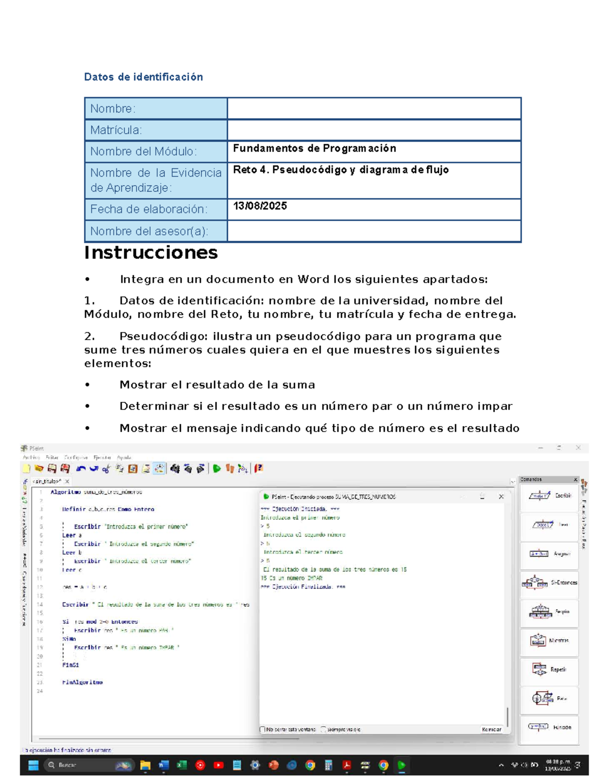 R4 U1 - Pseudocódigo y Diagramas de Flujo en Programación - Studocu