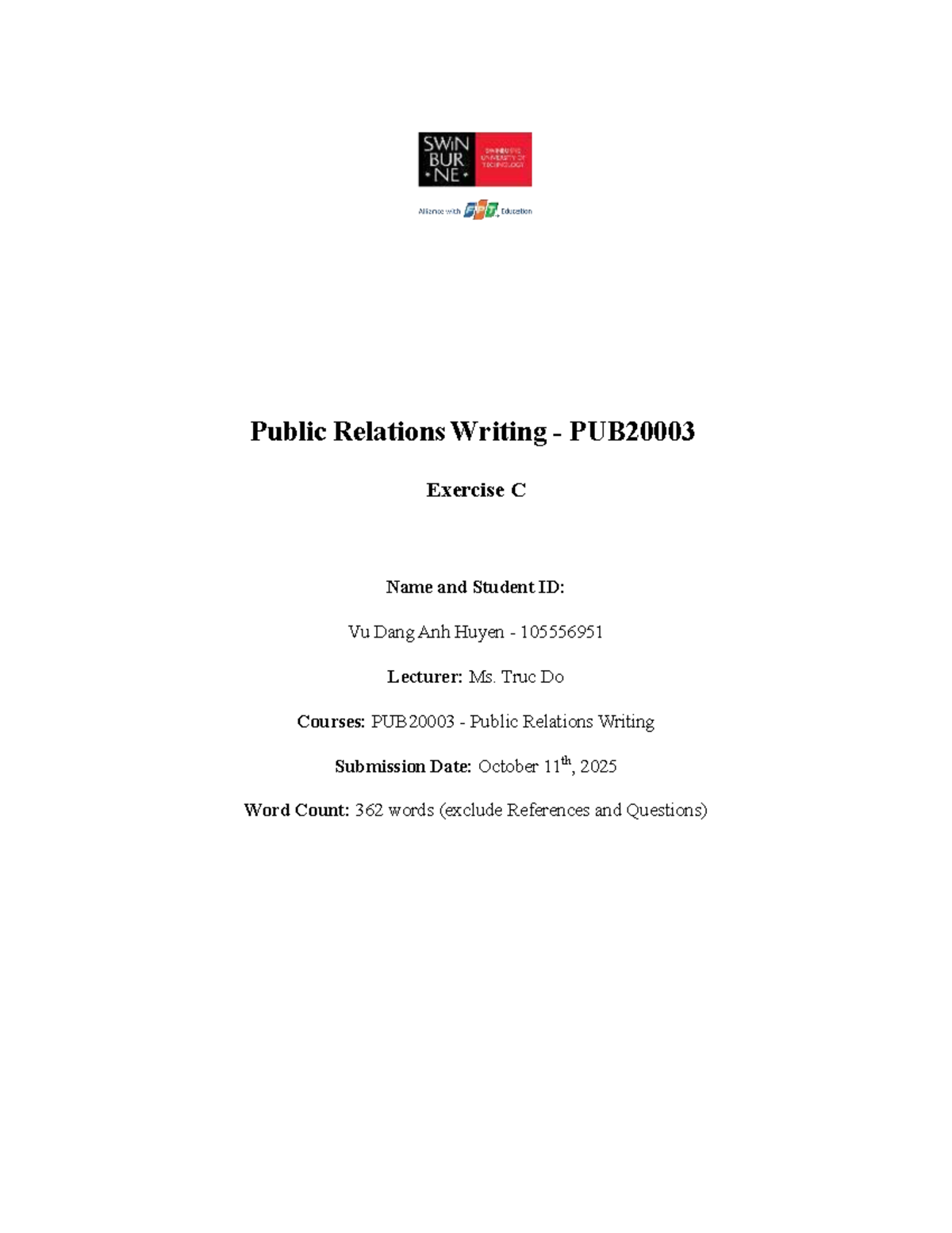 Public Relations Writing Exercise C: Analyzing Persuasive Techniques ...