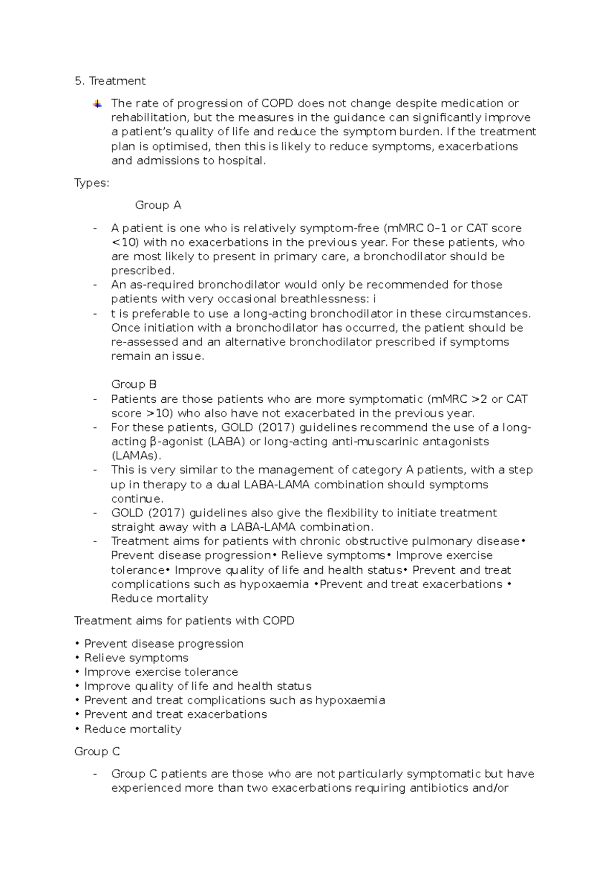 COPD Treatment Options: A Comprehensive Guide (Course Code: 4) - Studocu
