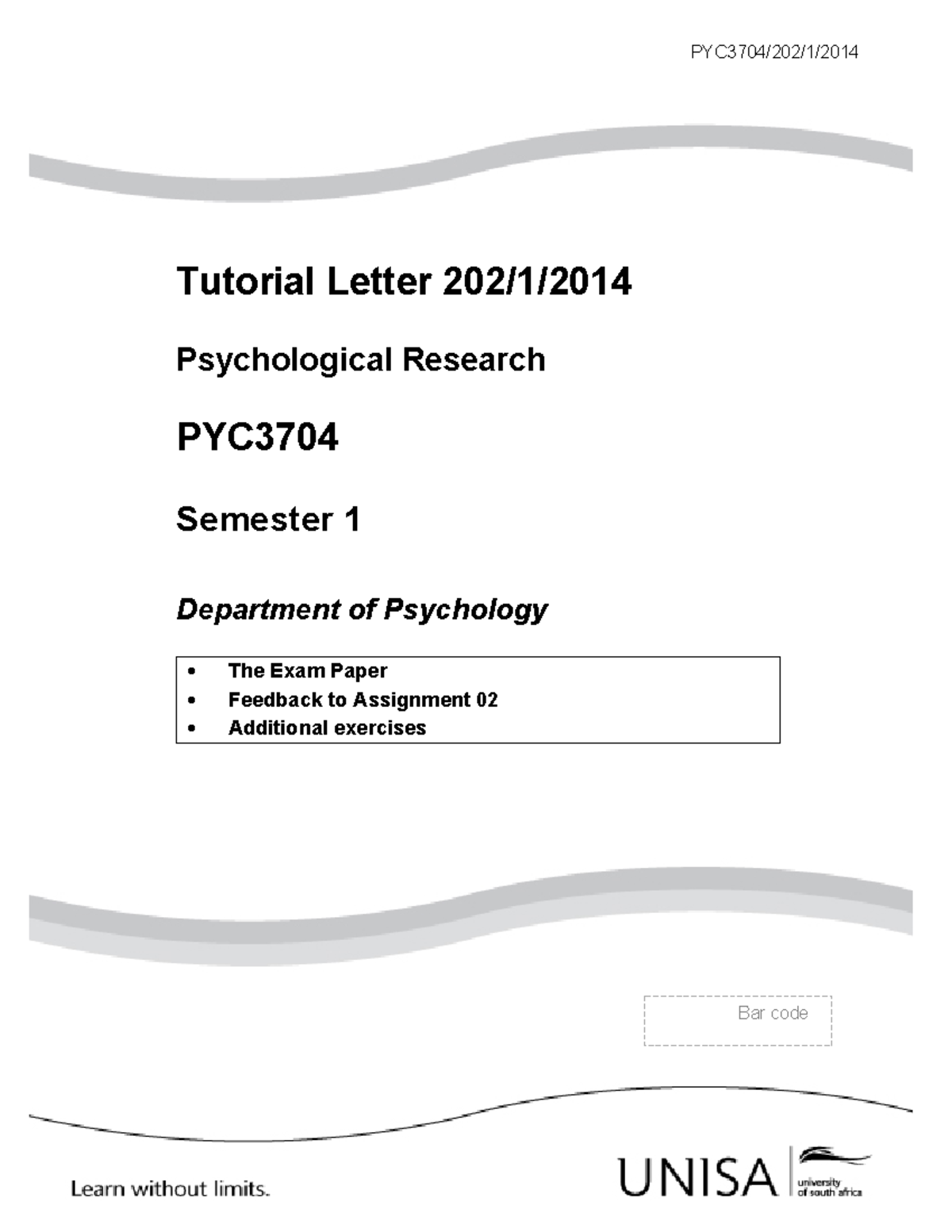 PYC3704 Feedback to Assignment 02 plus exam preparation 2014 - PYC3704 ...