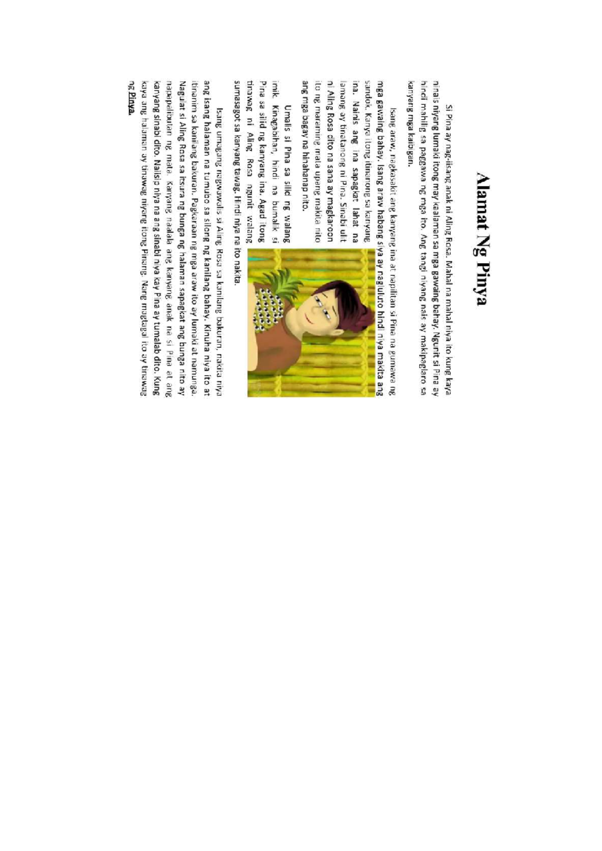 Alamat ng Pinya: Kwento ni Pina at Aling Rosa - Studocu