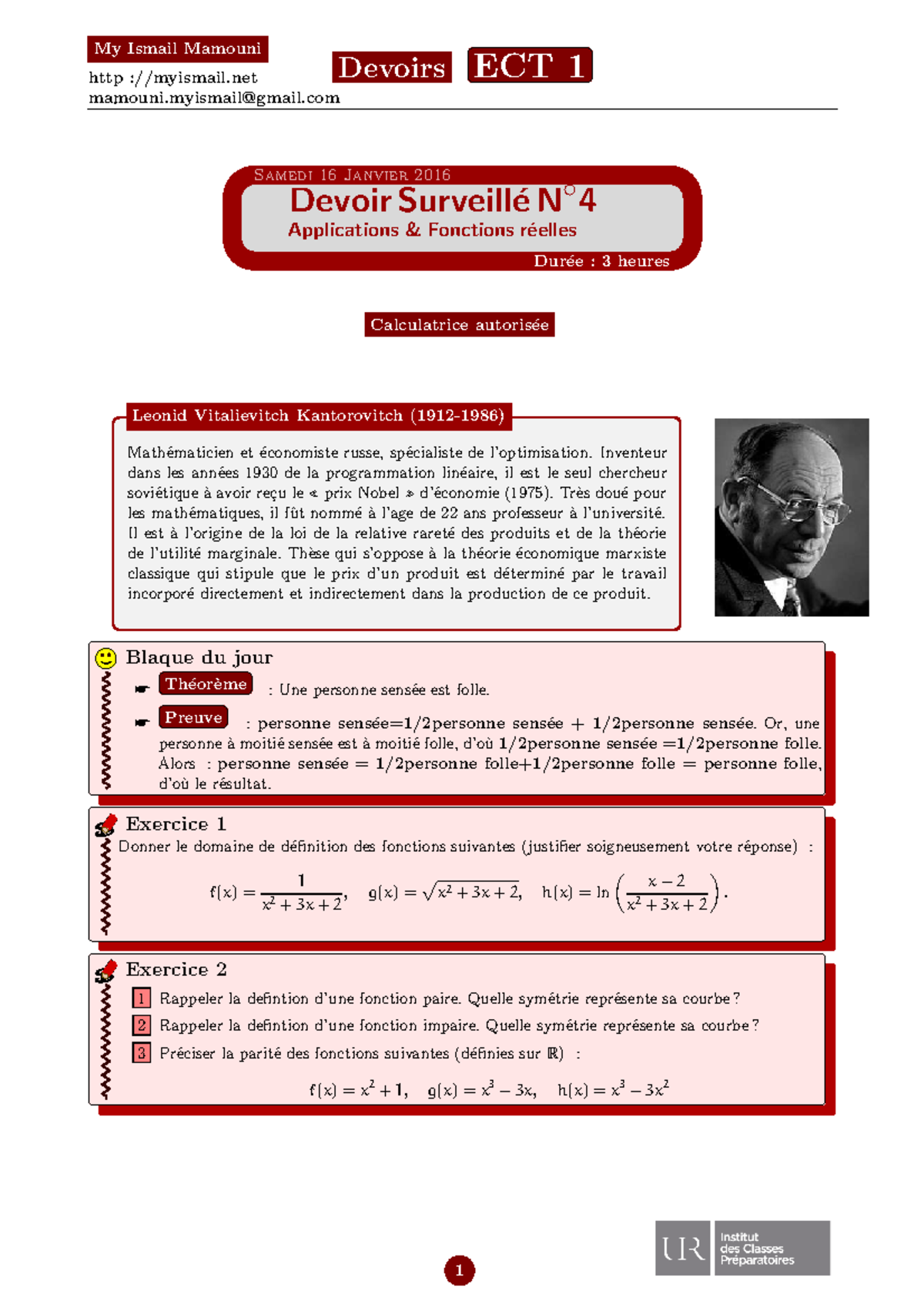 DS4-1516 - DS4-1516 - My Ismail Mamouni http :myismail mamouni@gmail Devoirs ECT 1 . Devoir ...