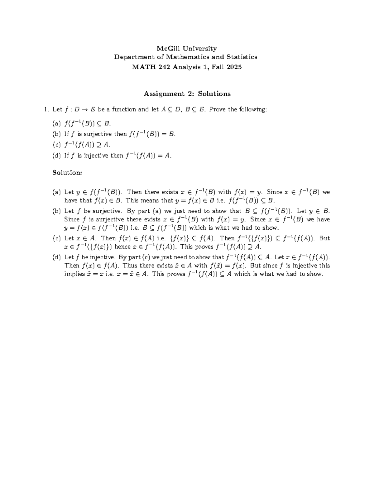 MATH 242 Fall 2025 Assignment 2: Detailed Solutions - Studocu