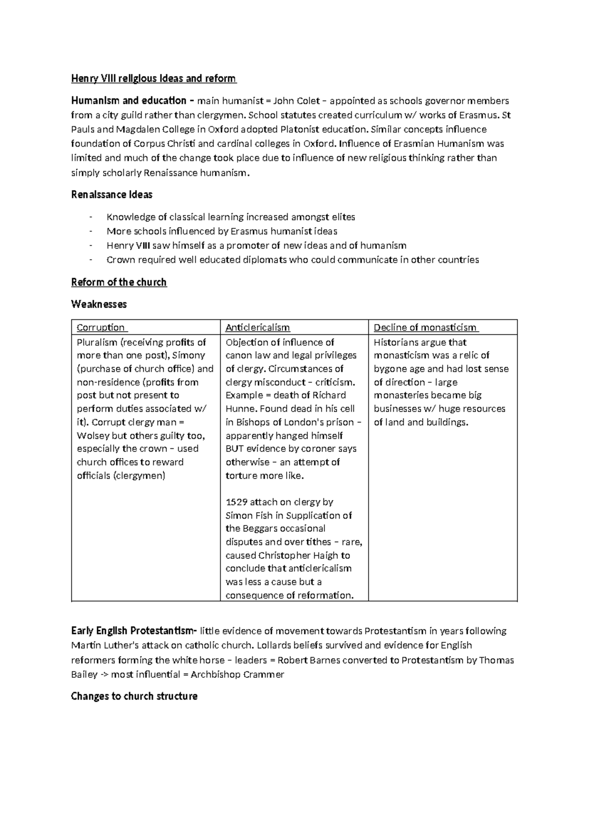 Henry VIII Religious Reforms: Humanism, Church Changes, and Impact ...