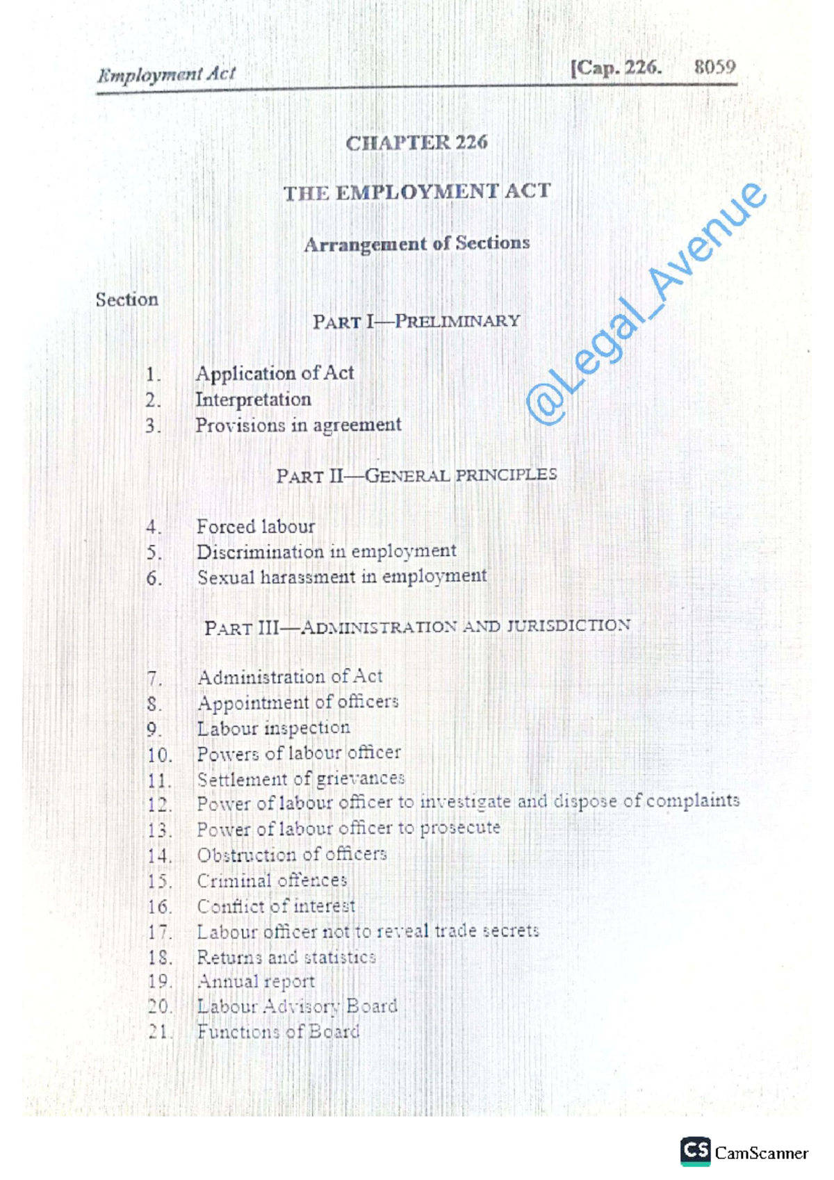 Revised Employment ACT CAP 226 - Employment Act 226. 8059 CHAPTER 226 ...