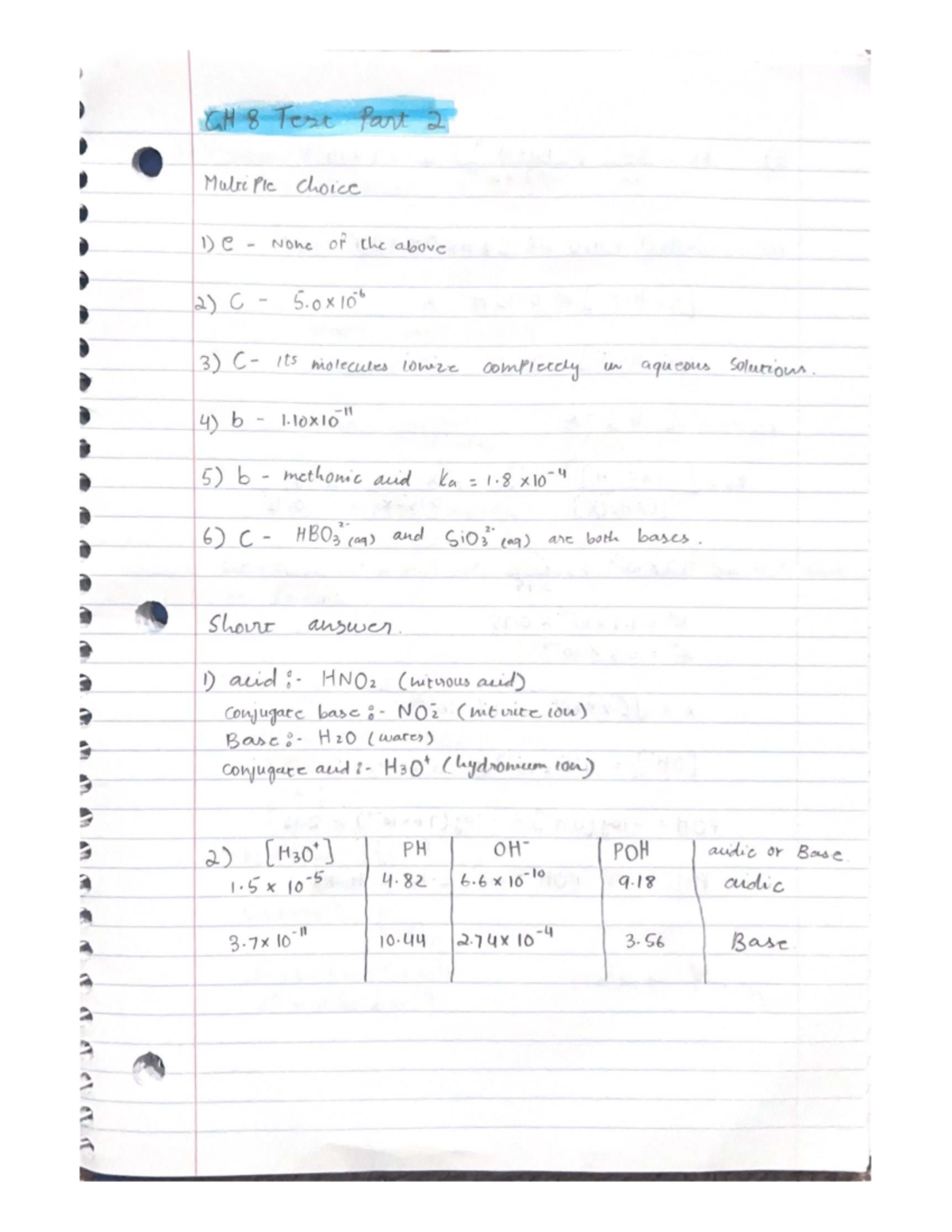 CH 8 Test - Multiple Choice & Short Answer Review - Studocu