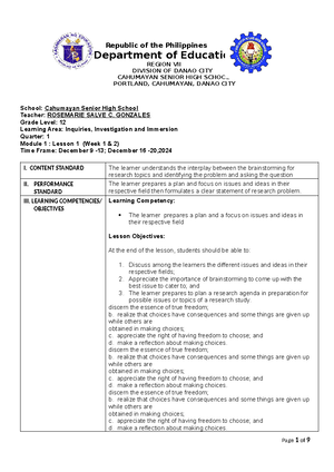 7 - free - I. CURRICULUM CONTENT, STANDARDS, AND LESSON COMPETENCIES A ...