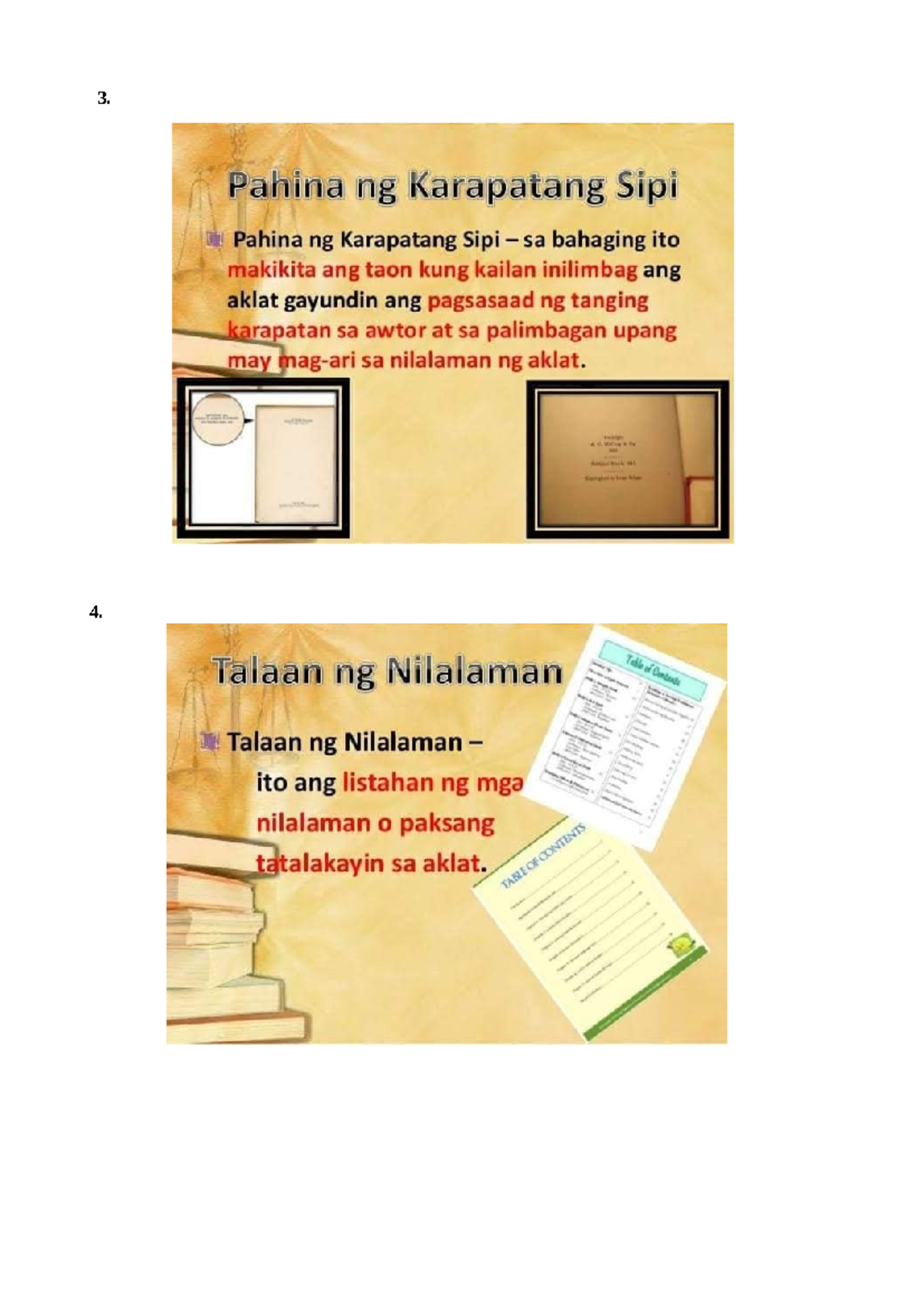 3. Pahina ng Karapatang Sipi at Talaan ng Nilalaman - Khalllel Fil 3 ...