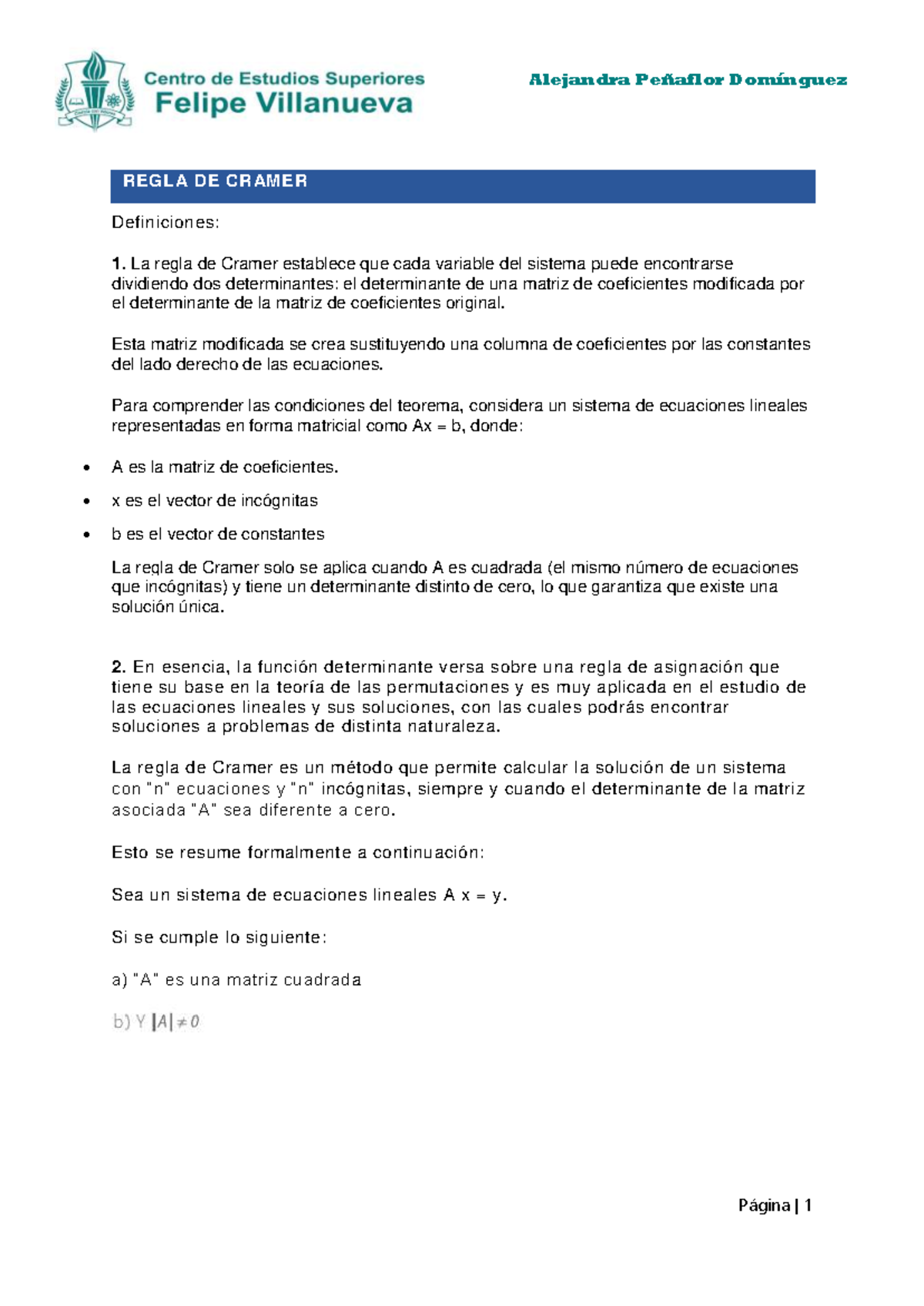 Regla de Cramer: Guía Paso a Paso para Sistemas 2x2 - Cálculo - Studocu