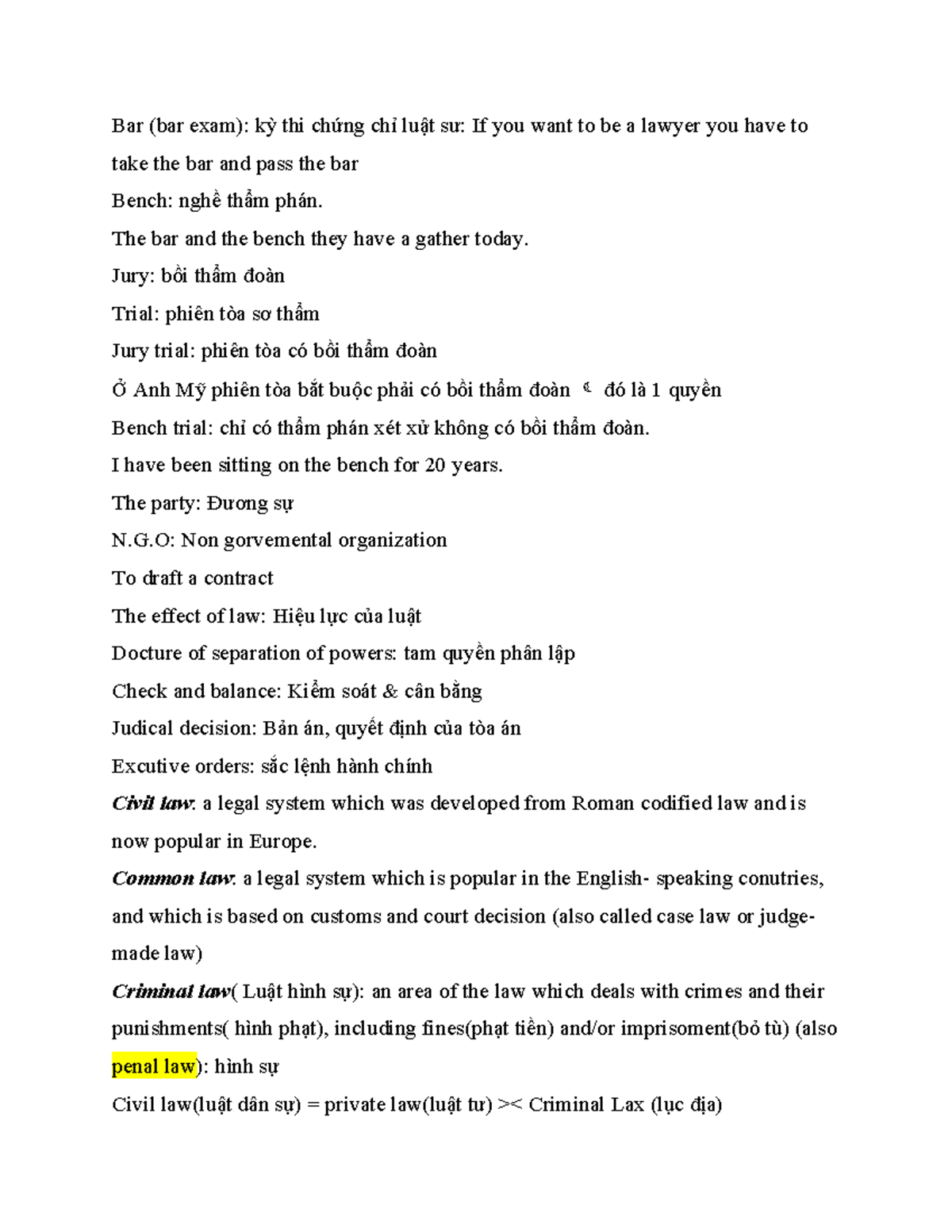 Bar Exam Overview: Key Legal Terms and Concepts in English - Studocu