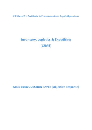 Sample Questions L3 Module 2 - L3M2 Sample Questions April 2020 CIPS ...