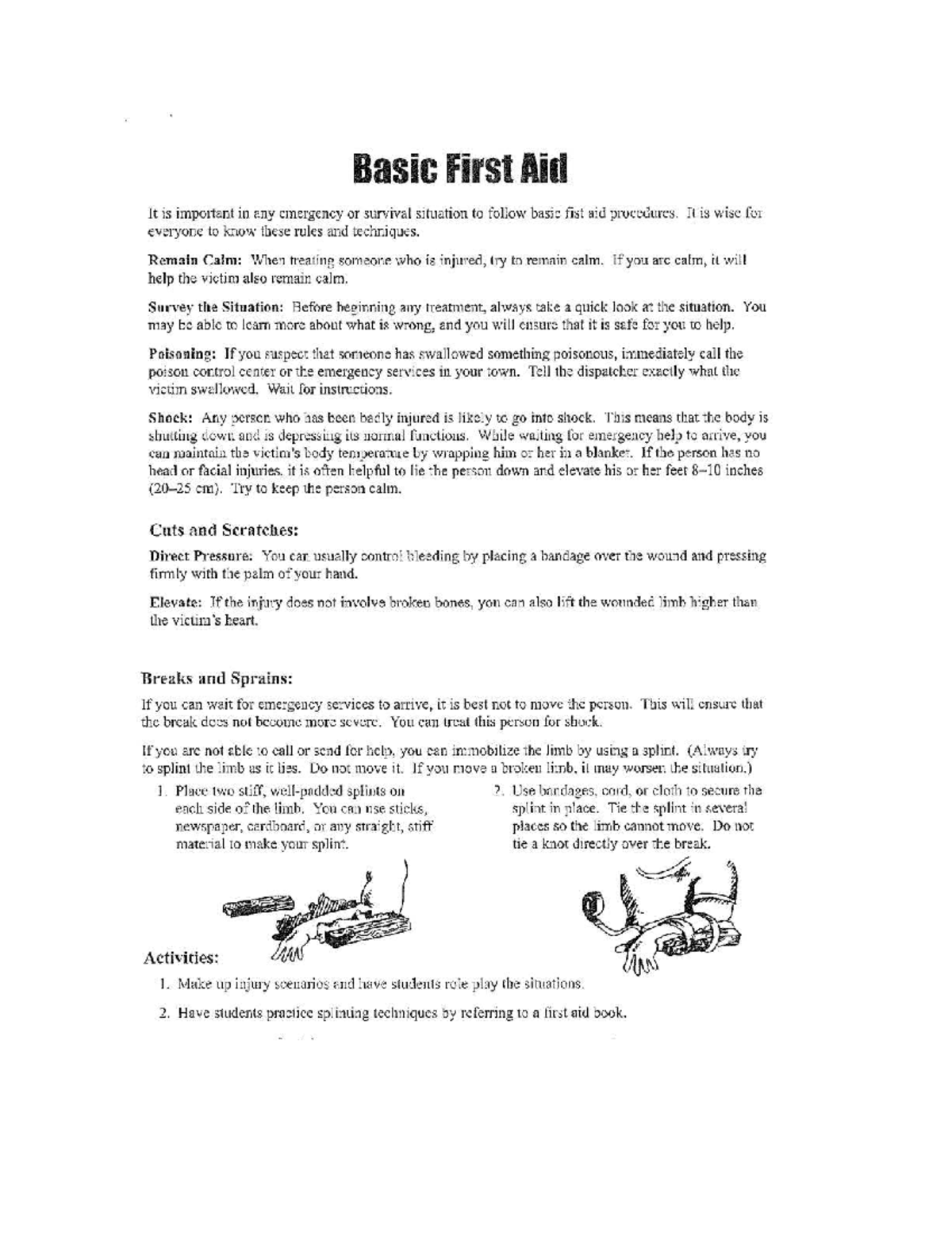 First Aid Basics: Essential Techniques and Activities - Studocu
