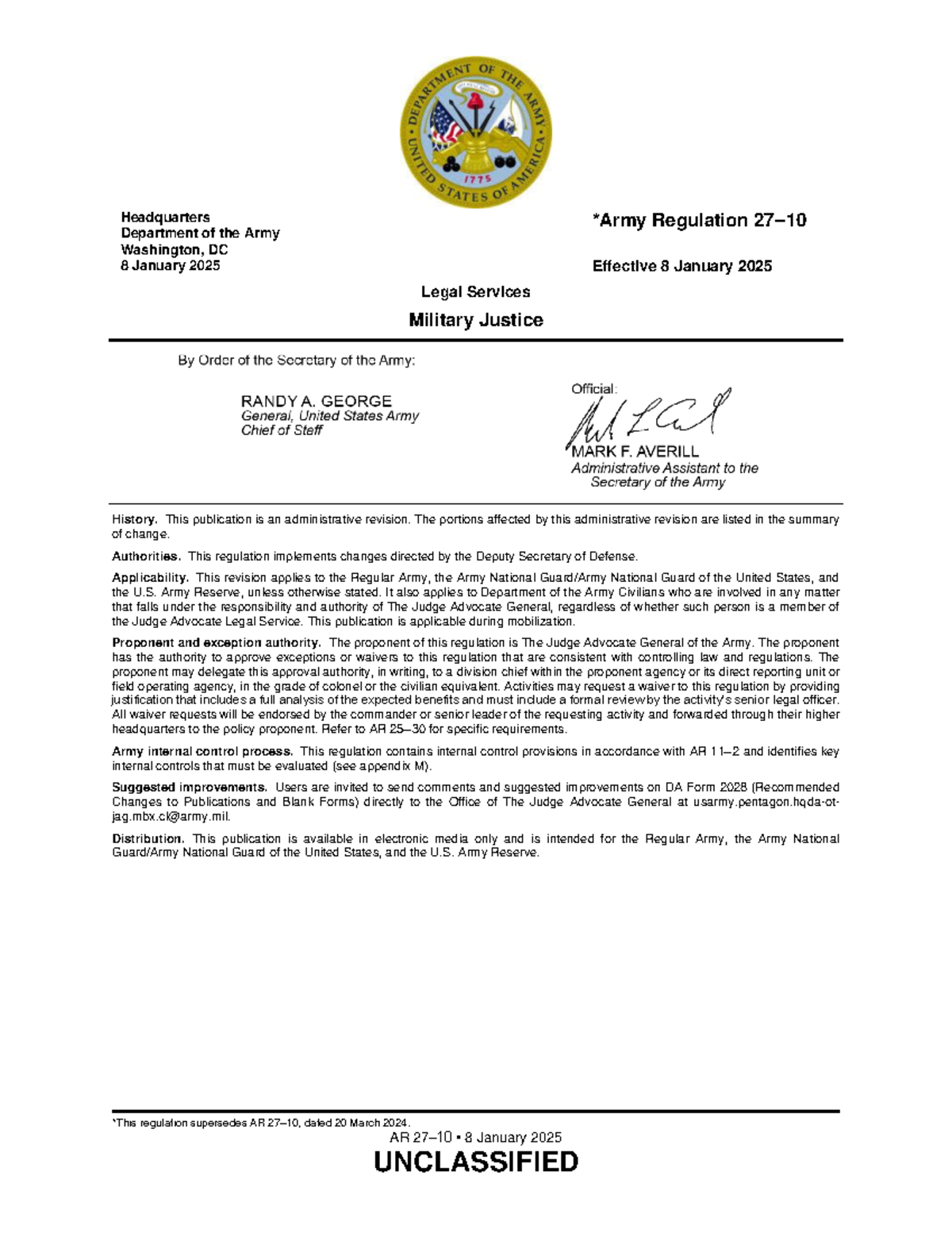 Processing of Documented Sex-Related Offenses - AR 27-10 Guidance ...